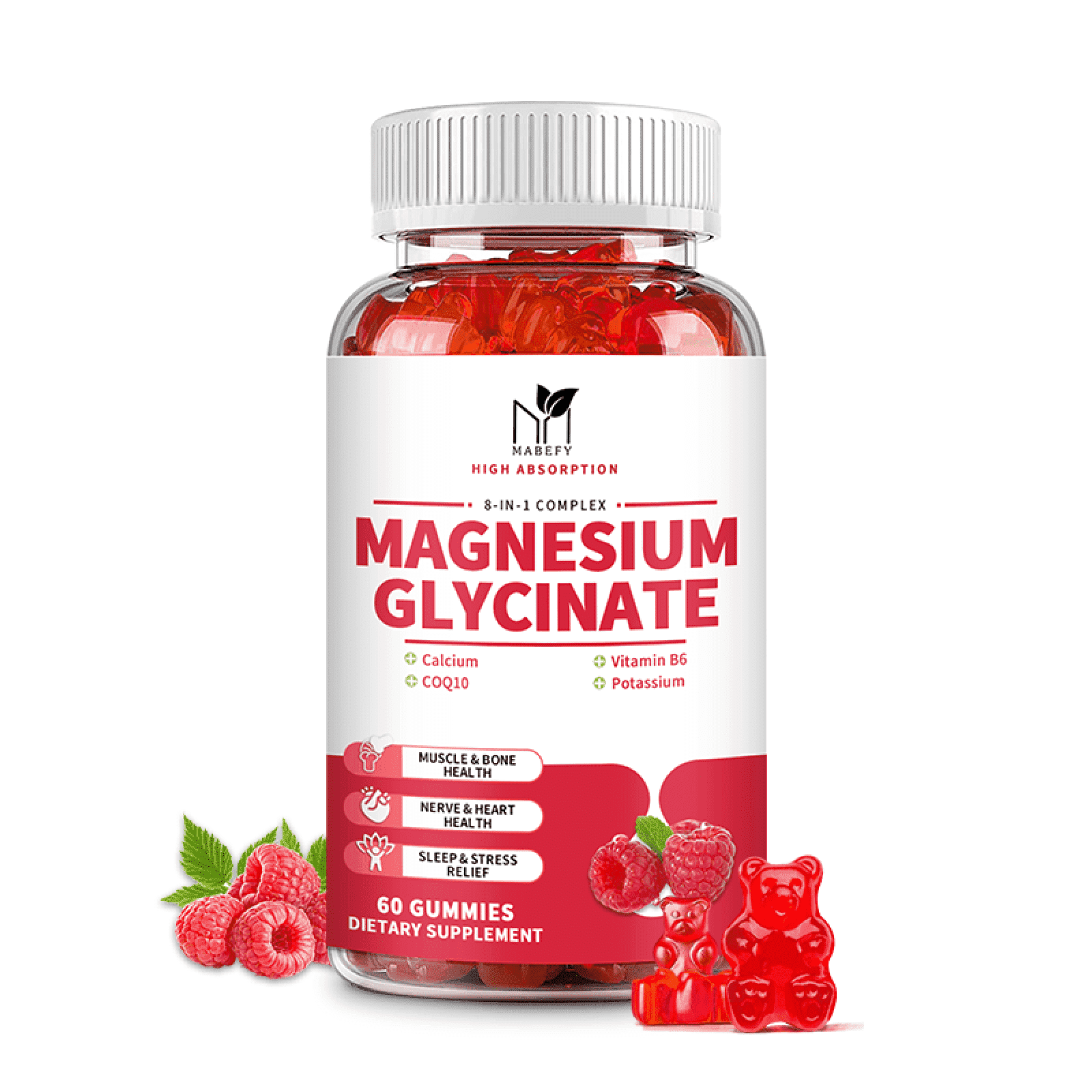MABEF Magnesium Glycinate Gummies, High Absorption Magnesium Oxide with ...