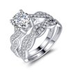 925 Silver Multilayer Round Cut White Sapphire Full Diamond Engagement ...