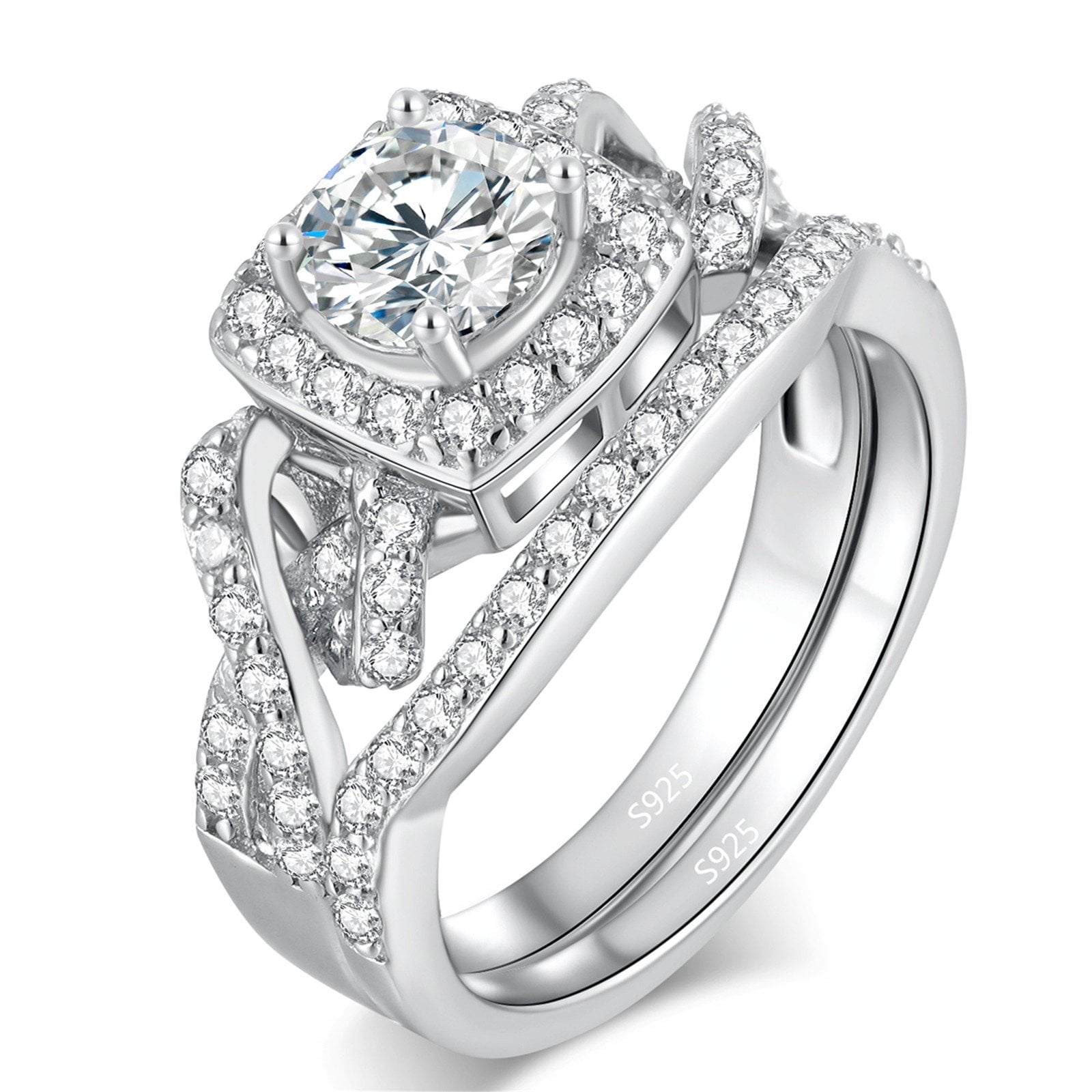 MABELLA Infinity Wedding Rings for Women 925 Sterling Silver Round CZ ...