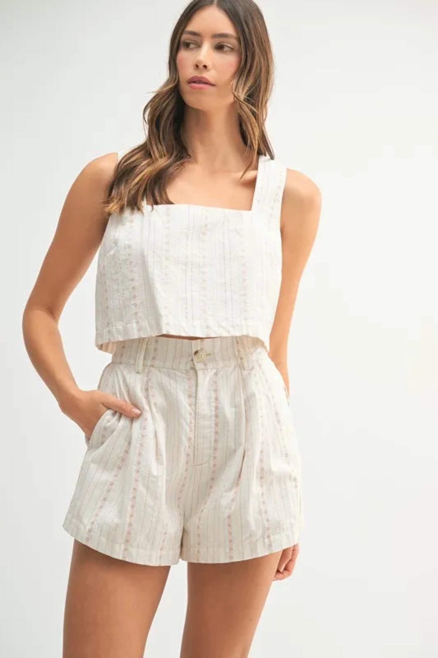 MABLE Square Neck Crop Top and Shorts Set - Walmart.com