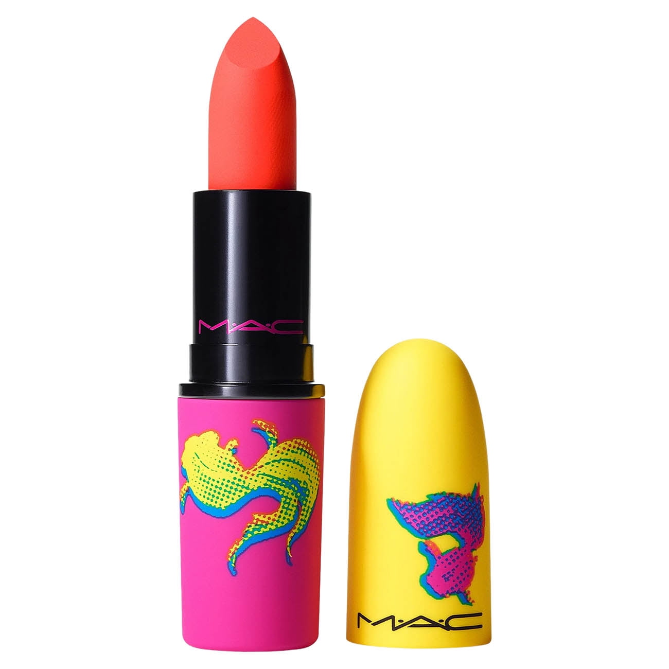 MAC Moon Masterpiece Powder Kiss Lipstick Playing Koi (vibrant coral ...