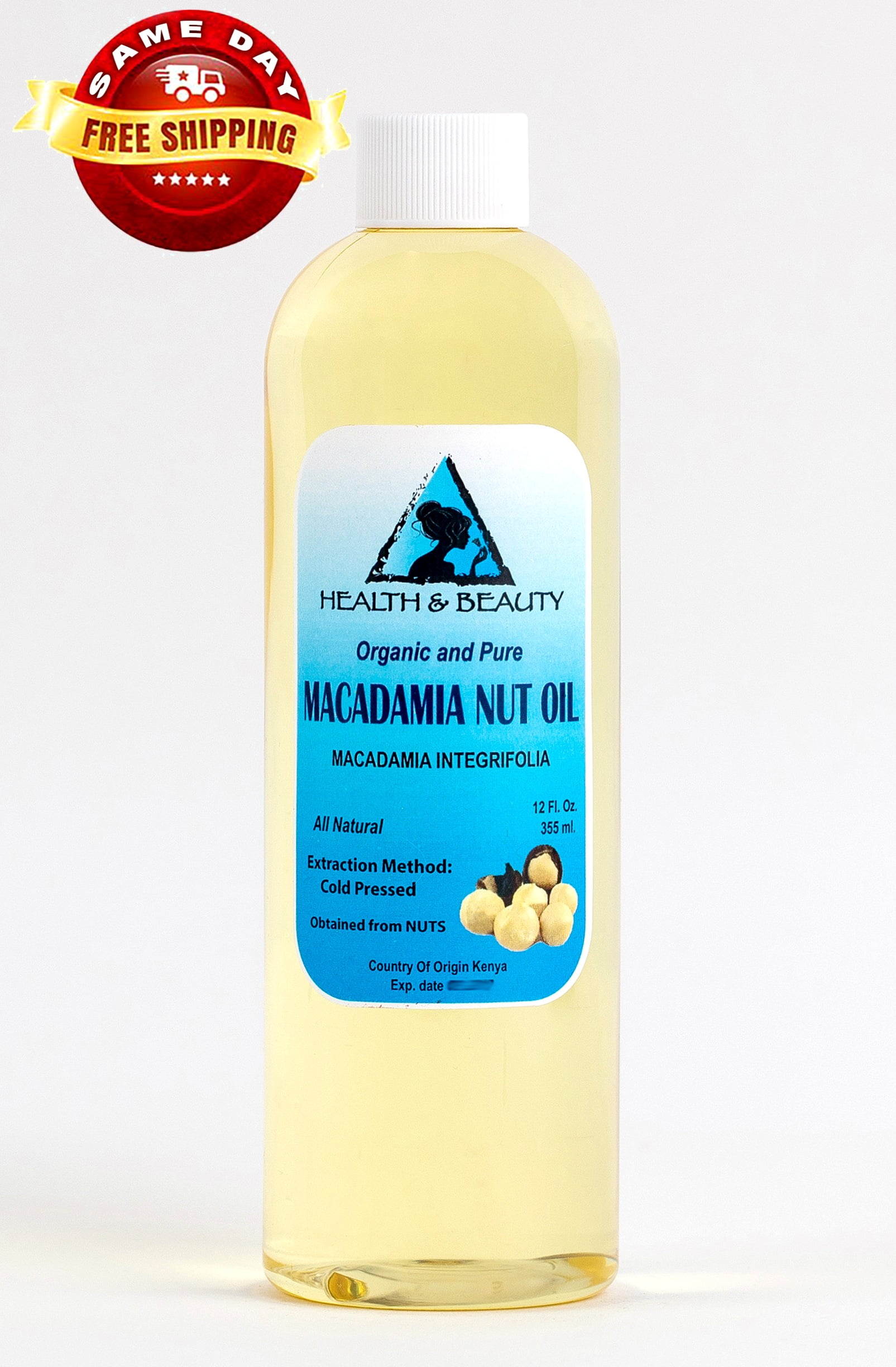 H&B Oils Center Co, Macadamia Nut Oil, Cold Pressed, 100% Pure, 12 oz ...