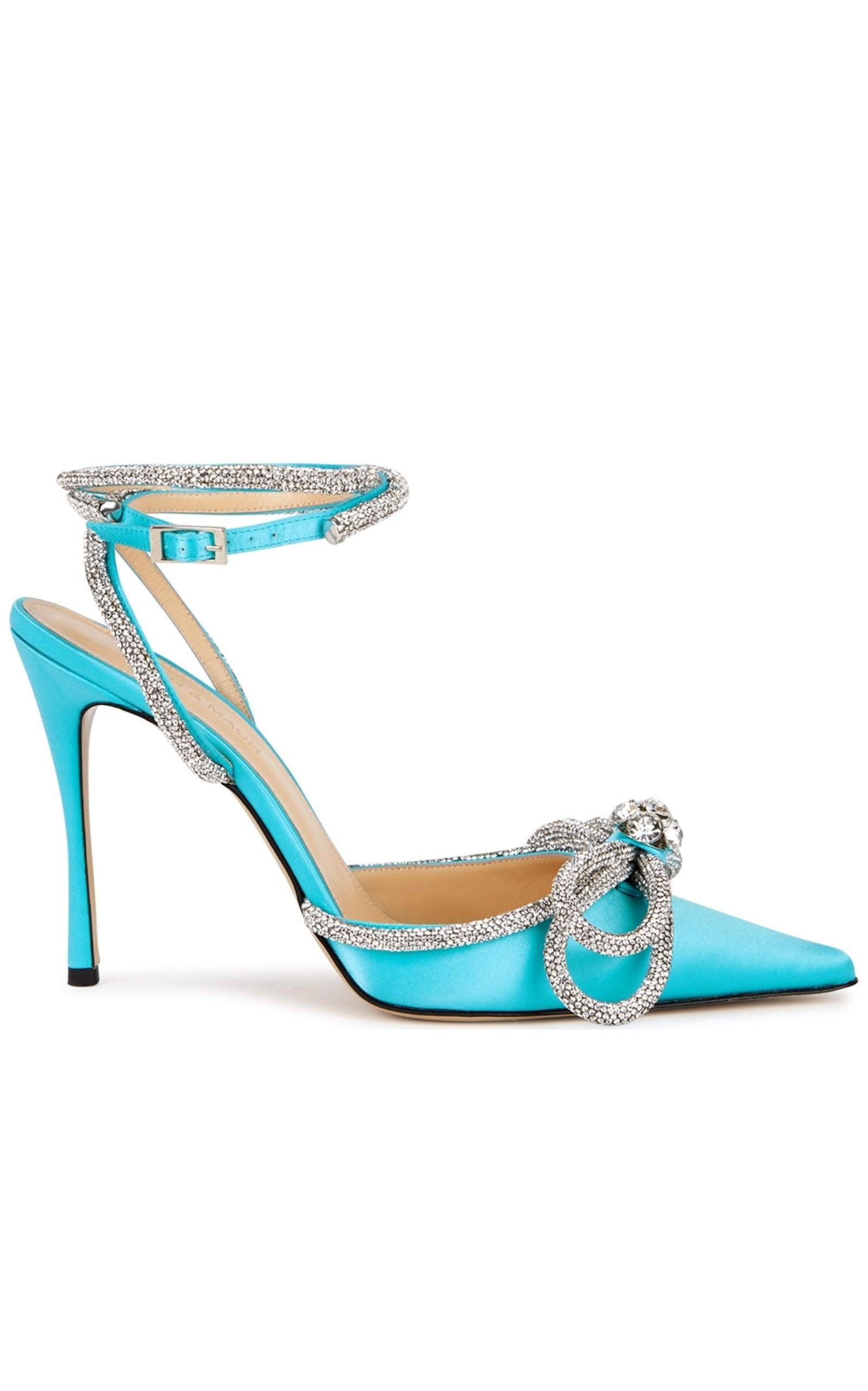 MACH & MACH 110 Turquoise Crystal-embellished Satin Pumps - Runway ...