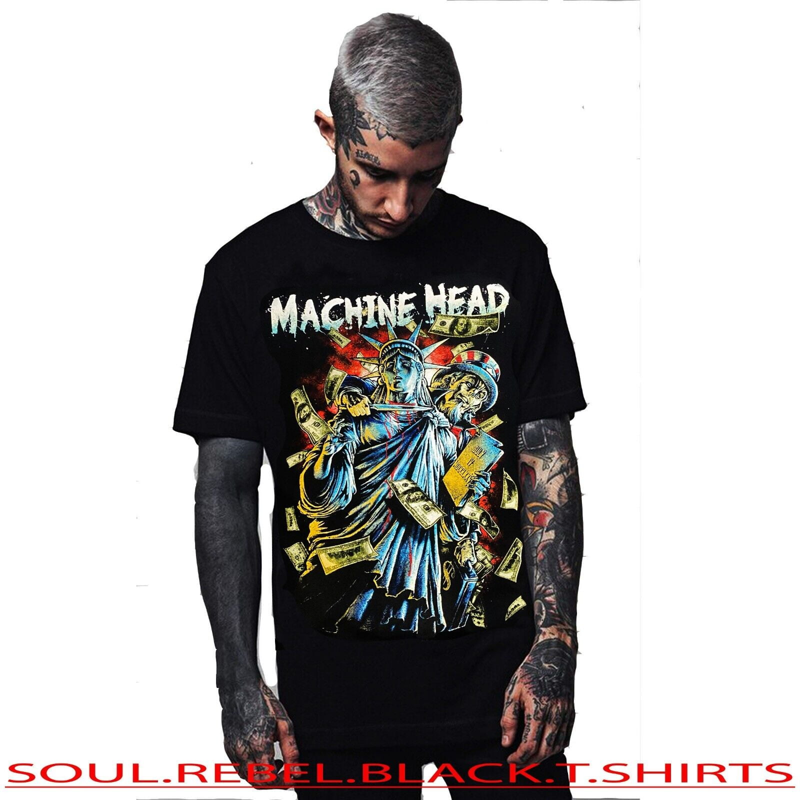 MACHINE HEAD IN COMES THE FLOOD HAR PUNK ROCK T SHIRTS MEN'S SIZES ...