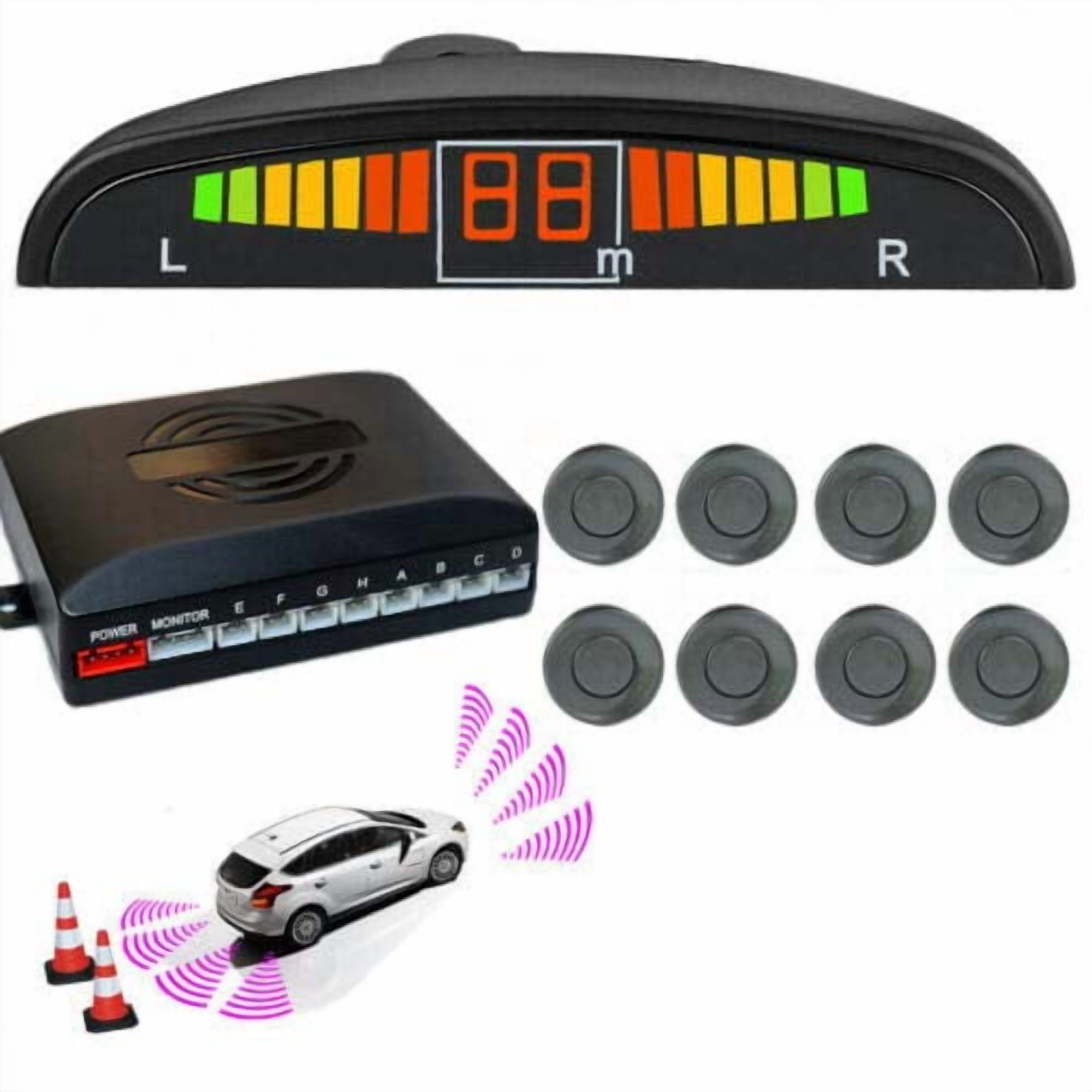MACHSWON Car Front and Rear reversing Radar kit, led Buzzer Alarm 8 ...