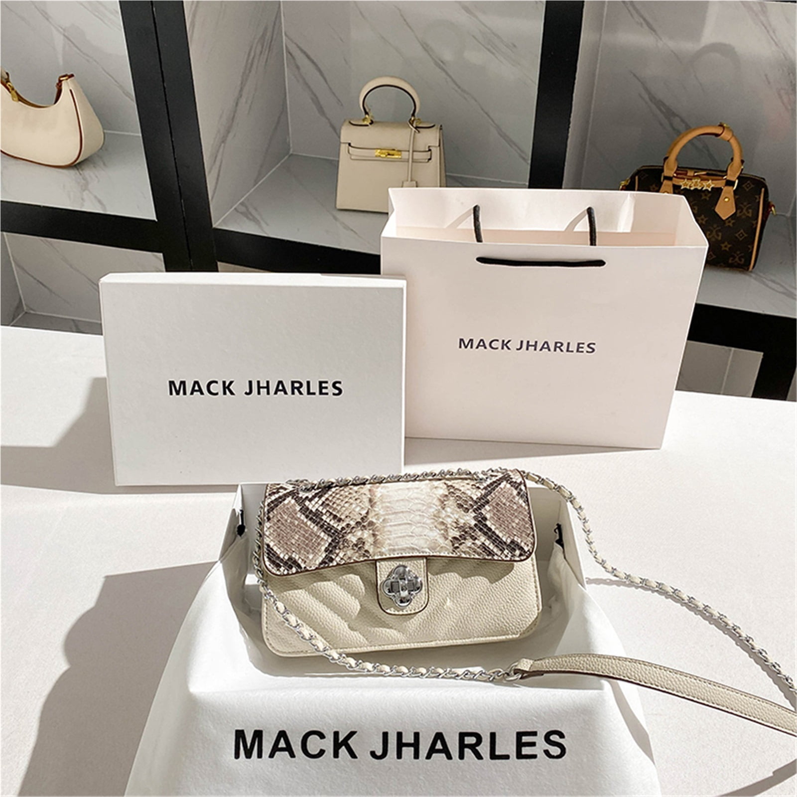 MACK JHARLES light luxury snake pattern chain bag women's 2025 summer ...