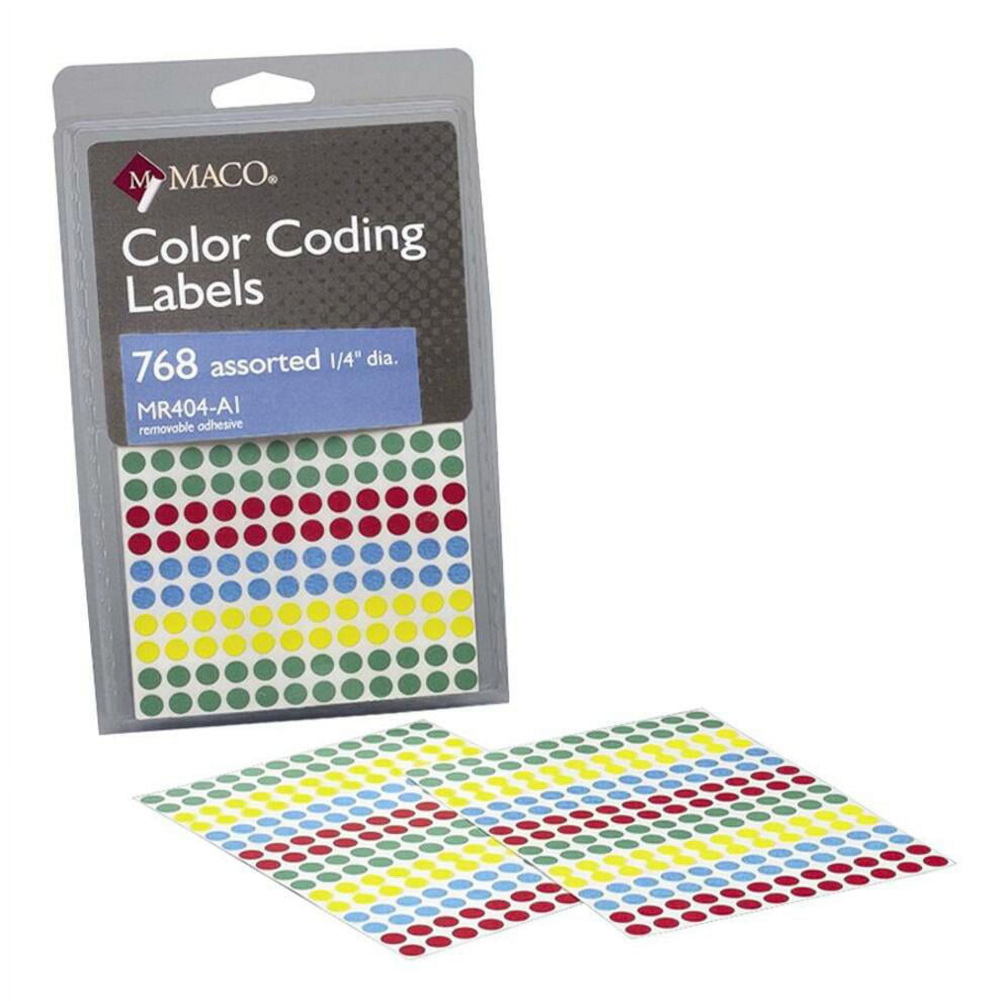 MACO 1/4" Dia. Assorted Primary Round Color-Coding Labels, 768 per Box ...