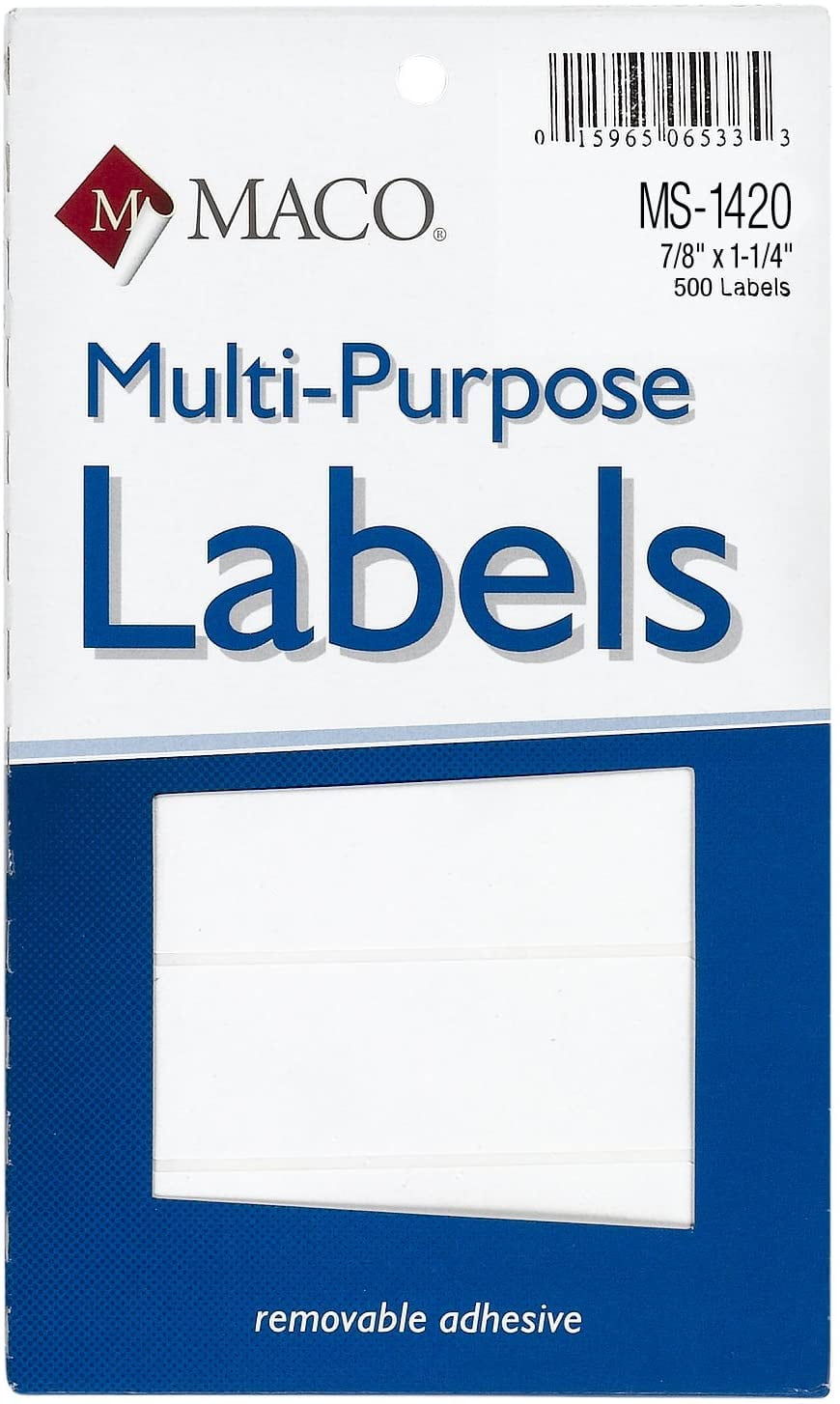 MACO 7/8" x 1-1/4" White Rectangular Multi-Purpose Labels, 500 per Box ...