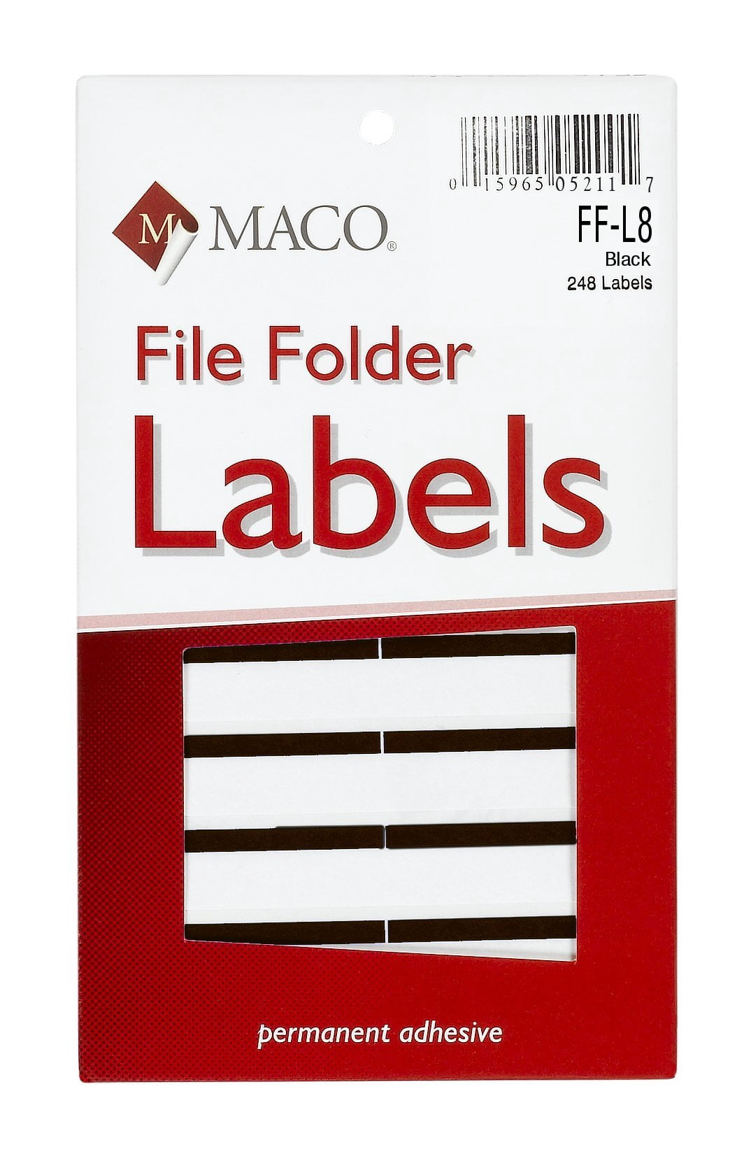 MACO Black File Folder Labels, 9/16" x 3-7/16", 248 per Box - Walmart.com