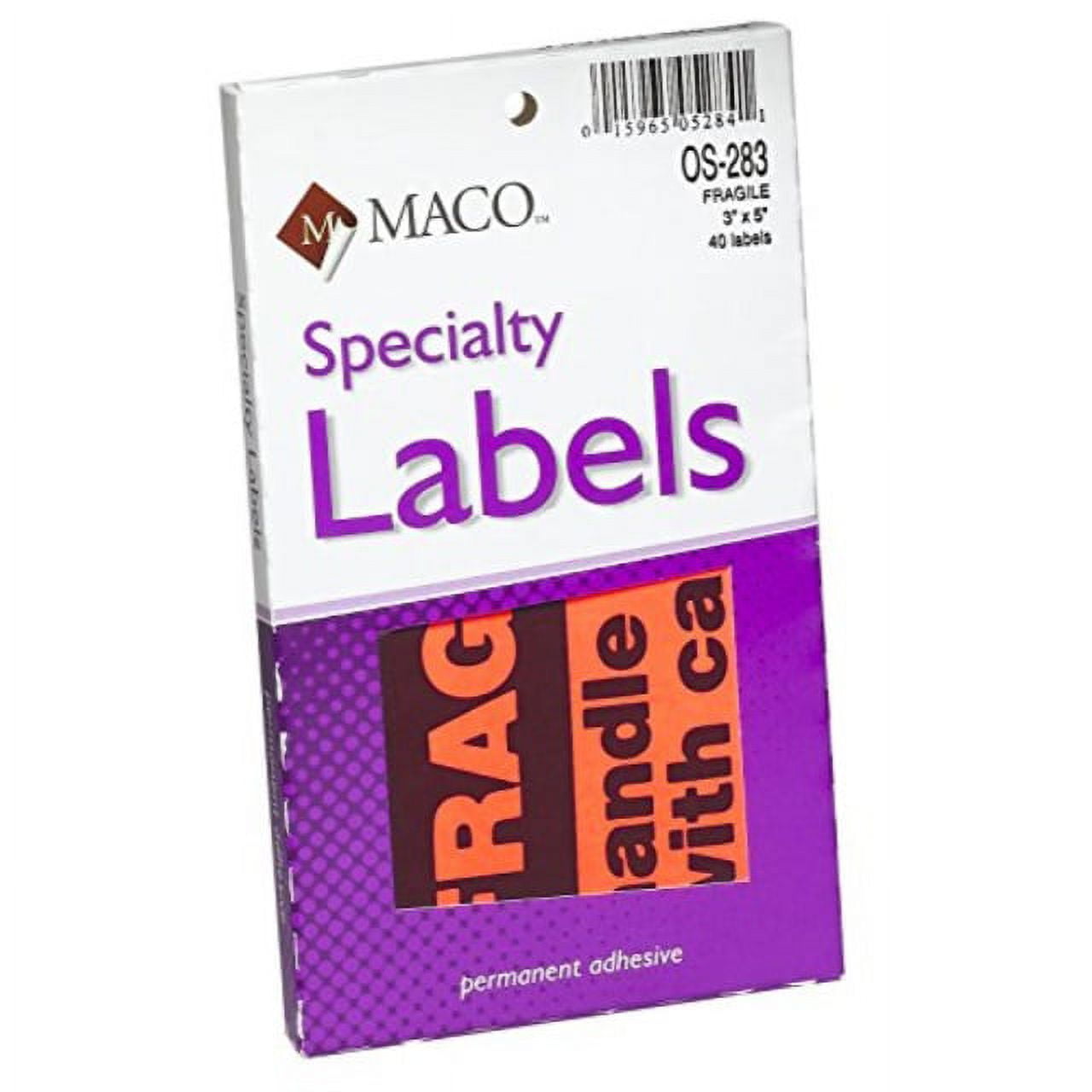 MACO Black/Orange Neon "Fragile" Labels, 3" x 5", 40 per Box - Walmart.com