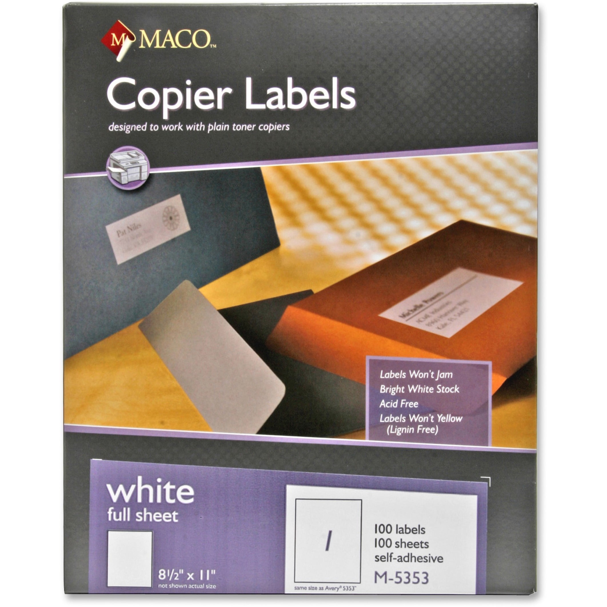 MACO Full Sheet White Copier Labels - Walmart.com