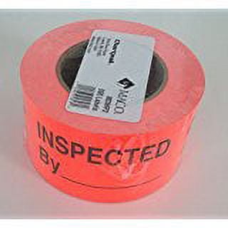 MACO "Inspected By ______", 3" x 5", Fluorescent Red, 500 Labels/Roll ...