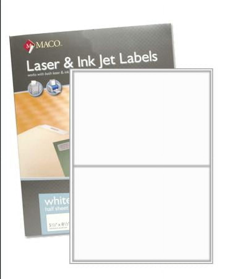 MACO Laser/Ink Jet White COVER-ALL Internet Shipping Labels, 5-1/2" x 8 ...
