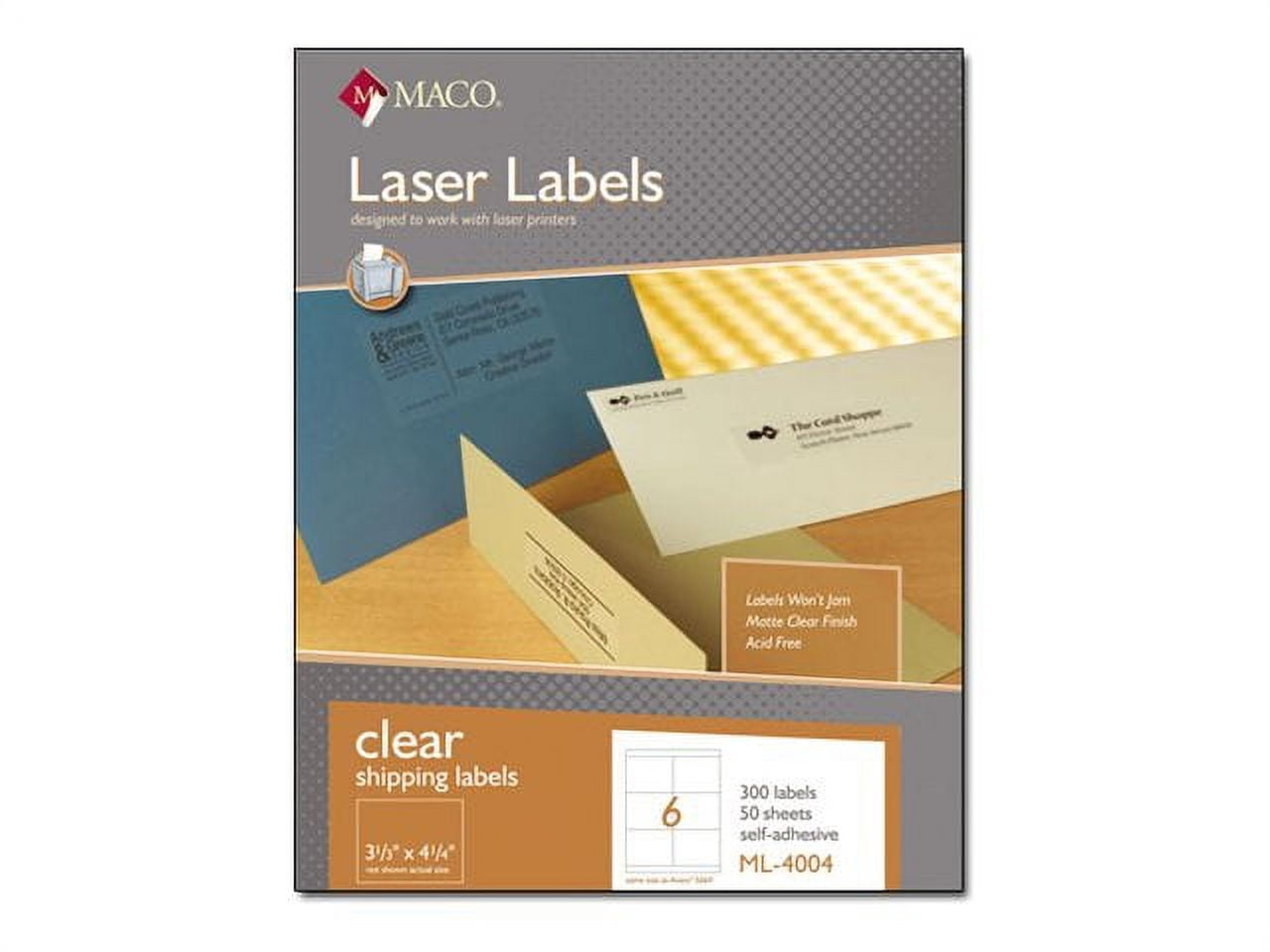 MACO Matte Clear Shipping Labels, 3-1/3 x 4-1/4, 300/Box - Walmart ...