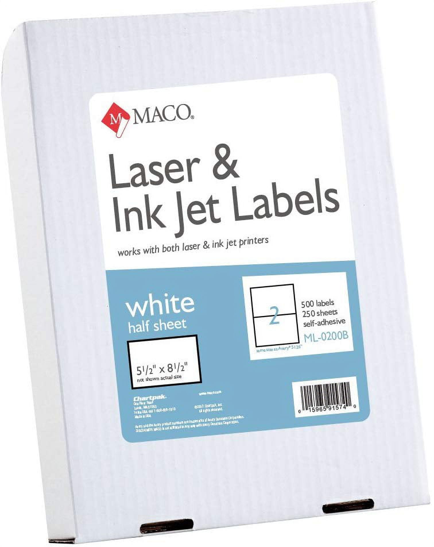 MACO Laser/Inkjet White Internet Shipping COVER-ALL Labels, 5.5" x 8.5 ...