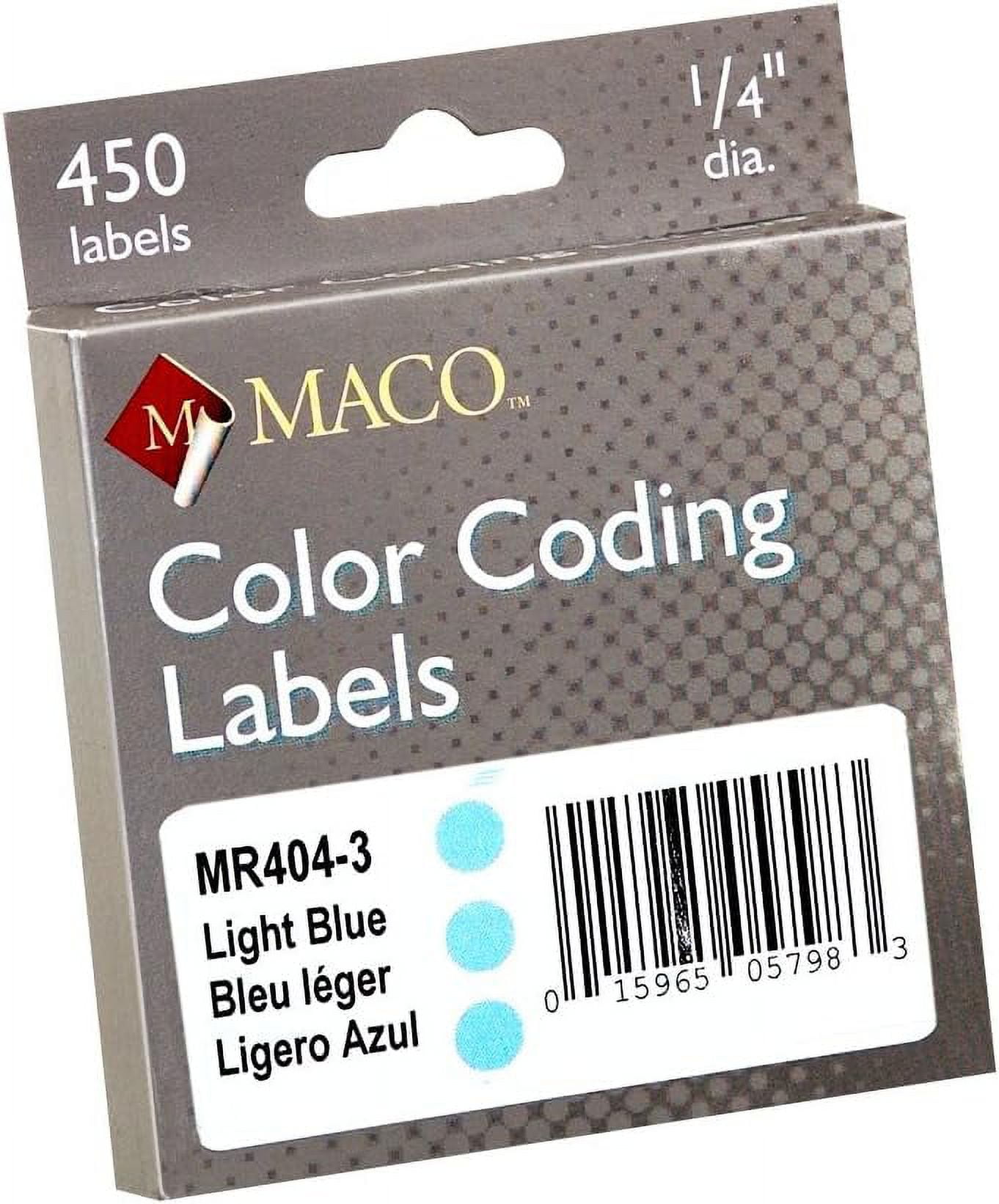 MACO Light Blue Round Color Coding Labels, 1/4 Inches in Diameter, 450 Per Dispenser Box (MR404 ...