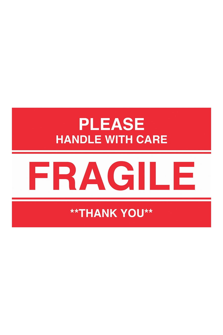 MACO "Please Handle With Care - Fragile - Thank You", 3" x 5", Red ...