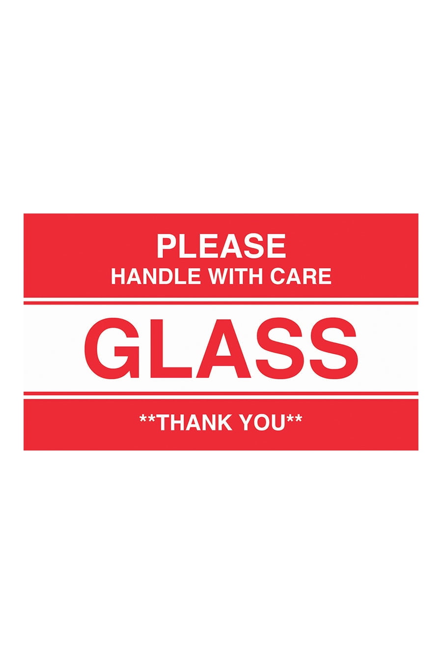 MACO "Please Handle With Care - Glass - Thank You", 3" x 5", Red/White, 500 Labels/Roll, 1 Roll ...