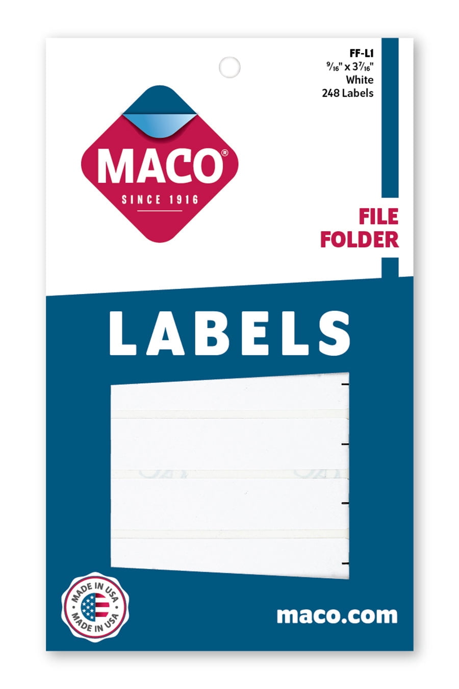 Maco White File Folder Labels, 9/16" x 3-7/16", 248 Count - Walmart.com