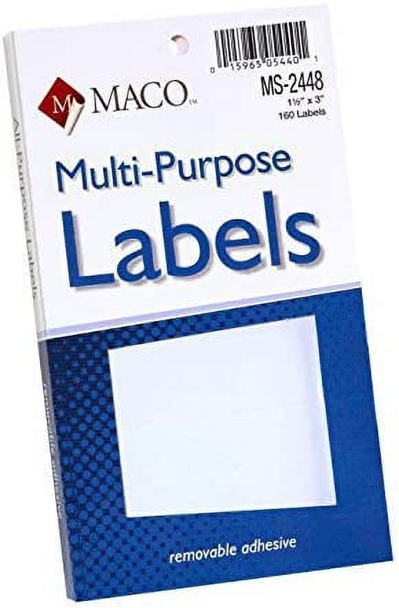 MACO White Rectangular Multi-Purpose Labels, 1-1/2 x 3 Inches, 160 Per ...