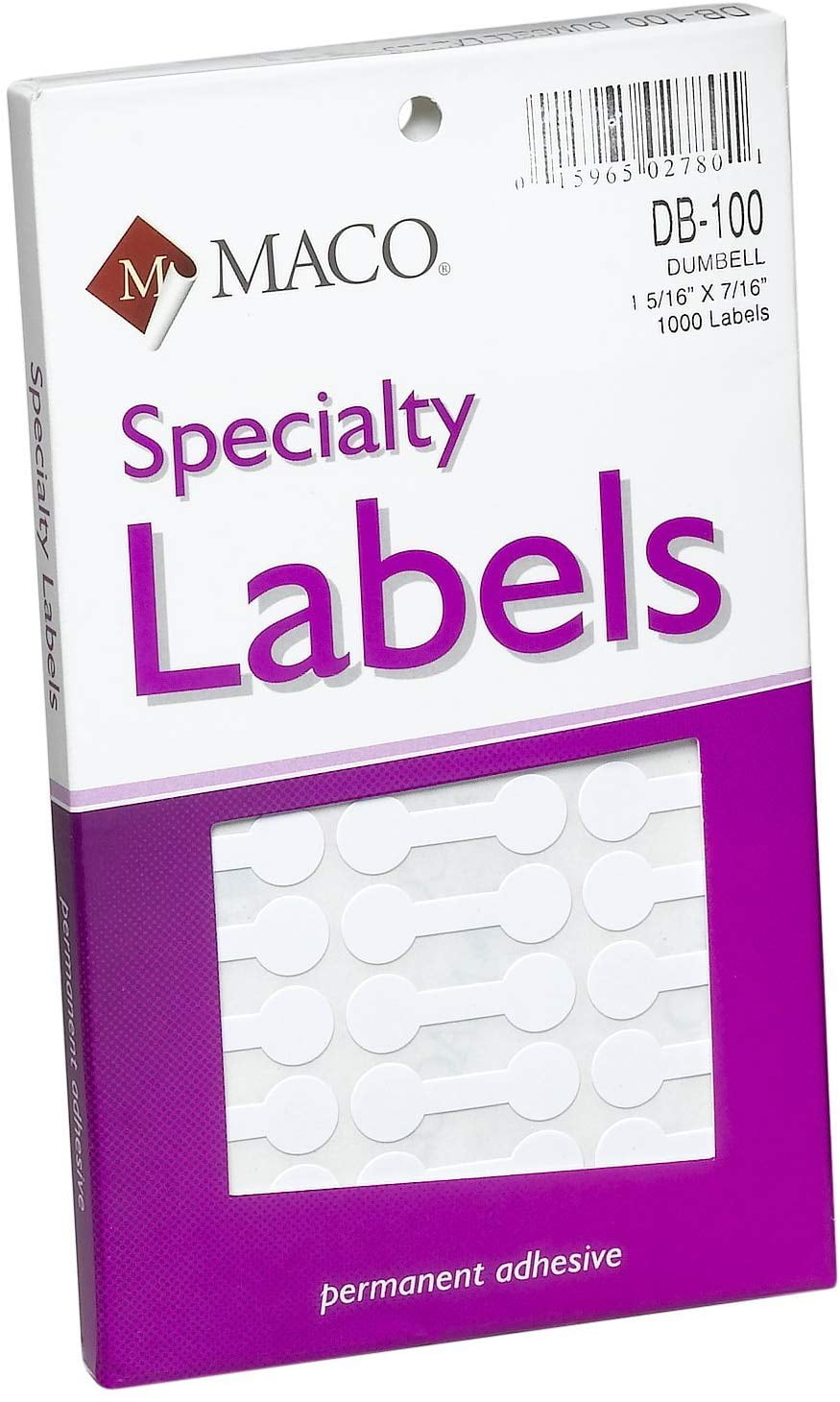 MACO White Small Dumbbell Labels, 1-5/16 x 7/6 Inches, 1000 Per Box (DB ...