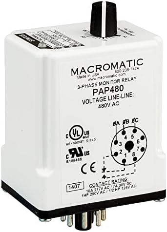 MACROMATIC PAP240 240 VAC, 3-Phase Monitor Relay, 8 PIN SPDT Relay ...