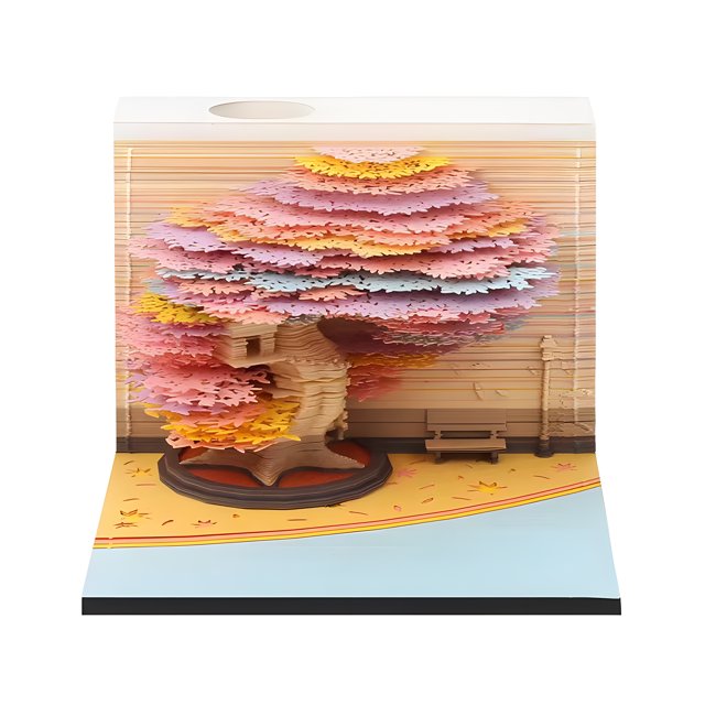 MACTANO 3D Art Sticky Note Memo Pad Seasons Tree Rip Away Paper ...