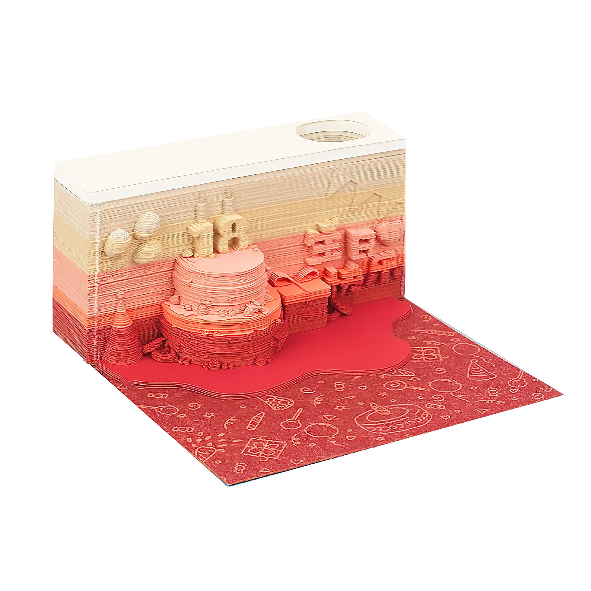 MACTANO 3D Art Sticky Notes Memo Pad Happy Birthday Rip Away Paper ...