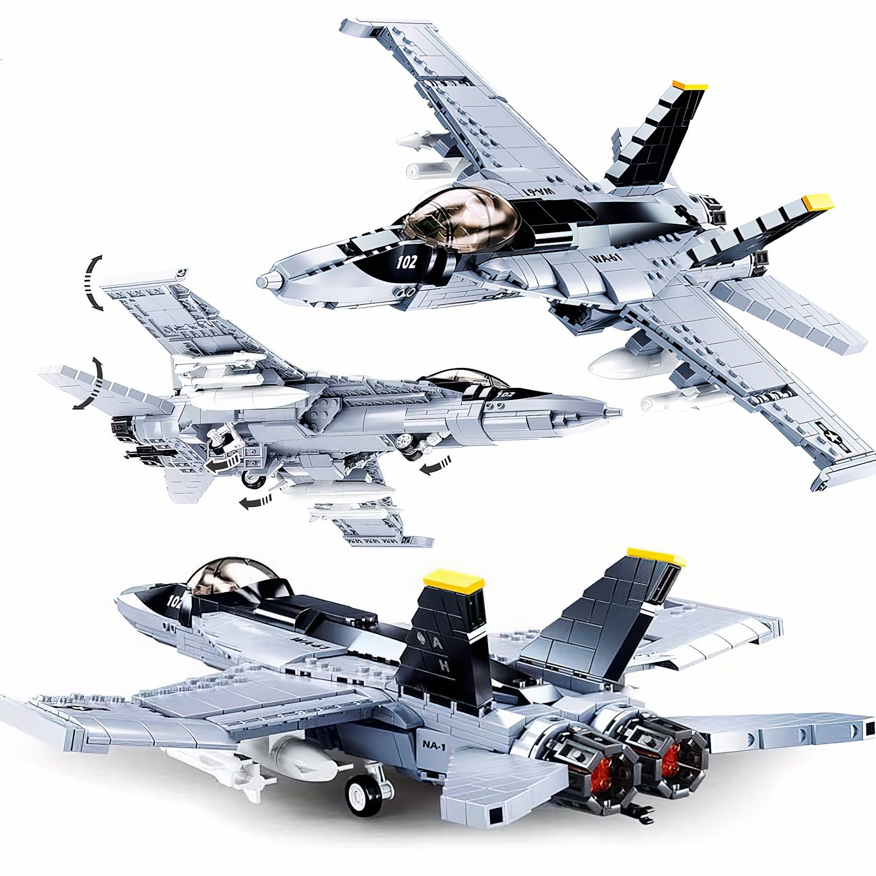 MACTANO F-18 Super Hornet Fighter Jet Airplane Building Block Set for ...