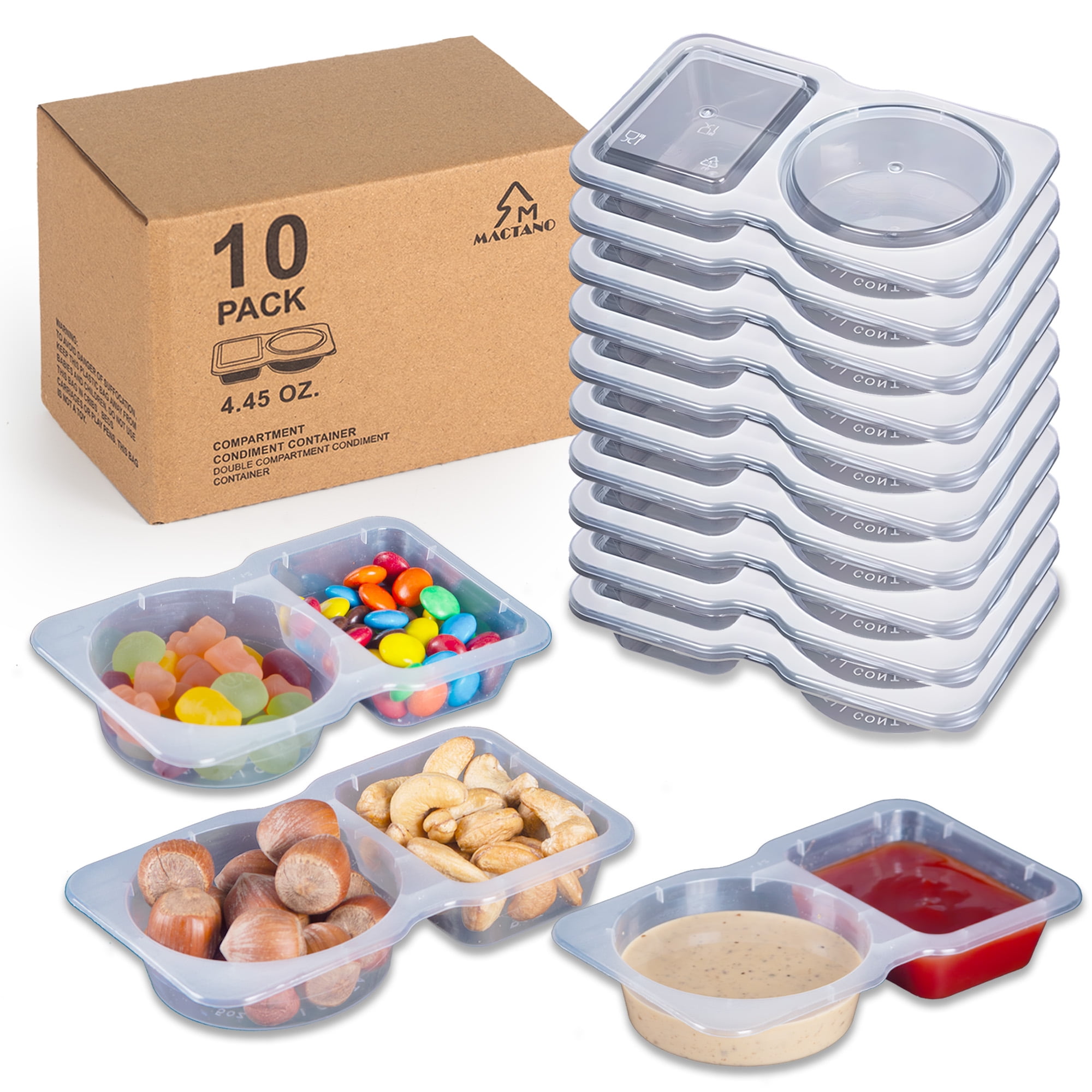 MACTANO 10 Sets Condiment Container with Lid, Disposable Double ...
