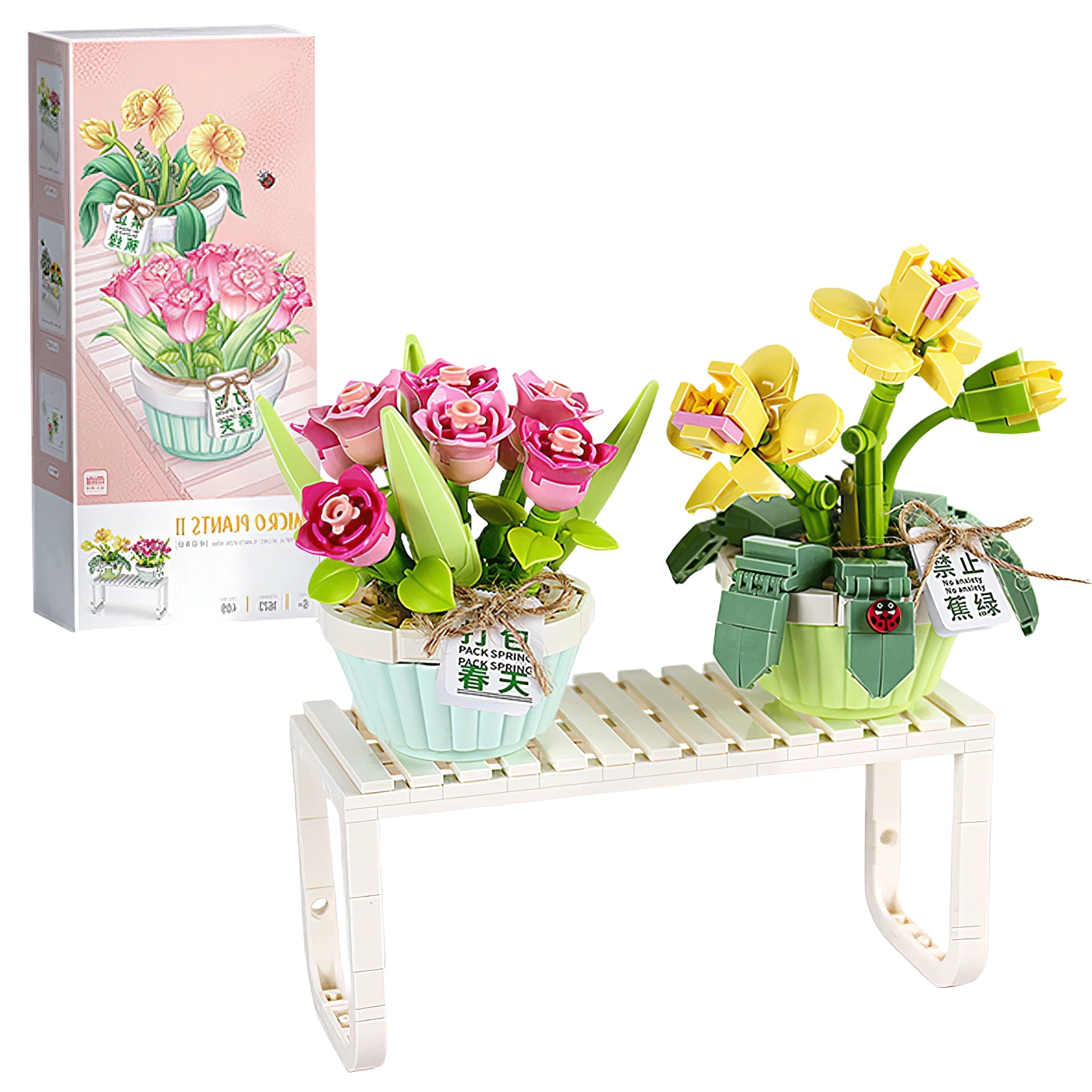 MACTANO Flower Building Block Set Orchid Bonsai Plant Bouquet Mini ...