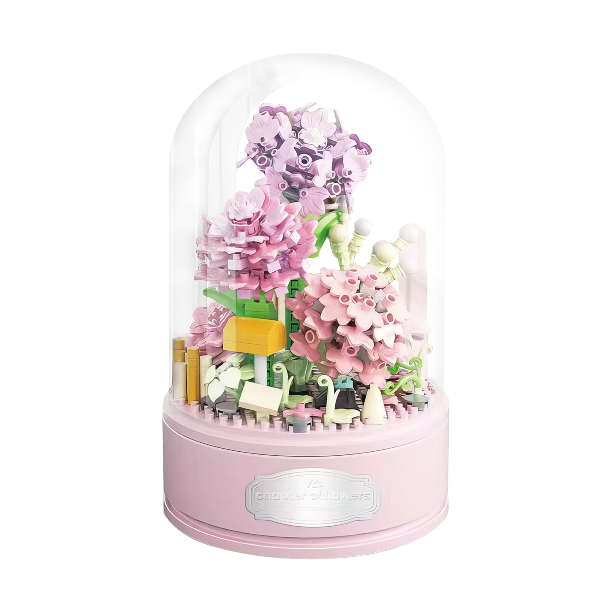 MACTANO Flower Mini Building Block Set Pink Carnation Music Box Kit ...
