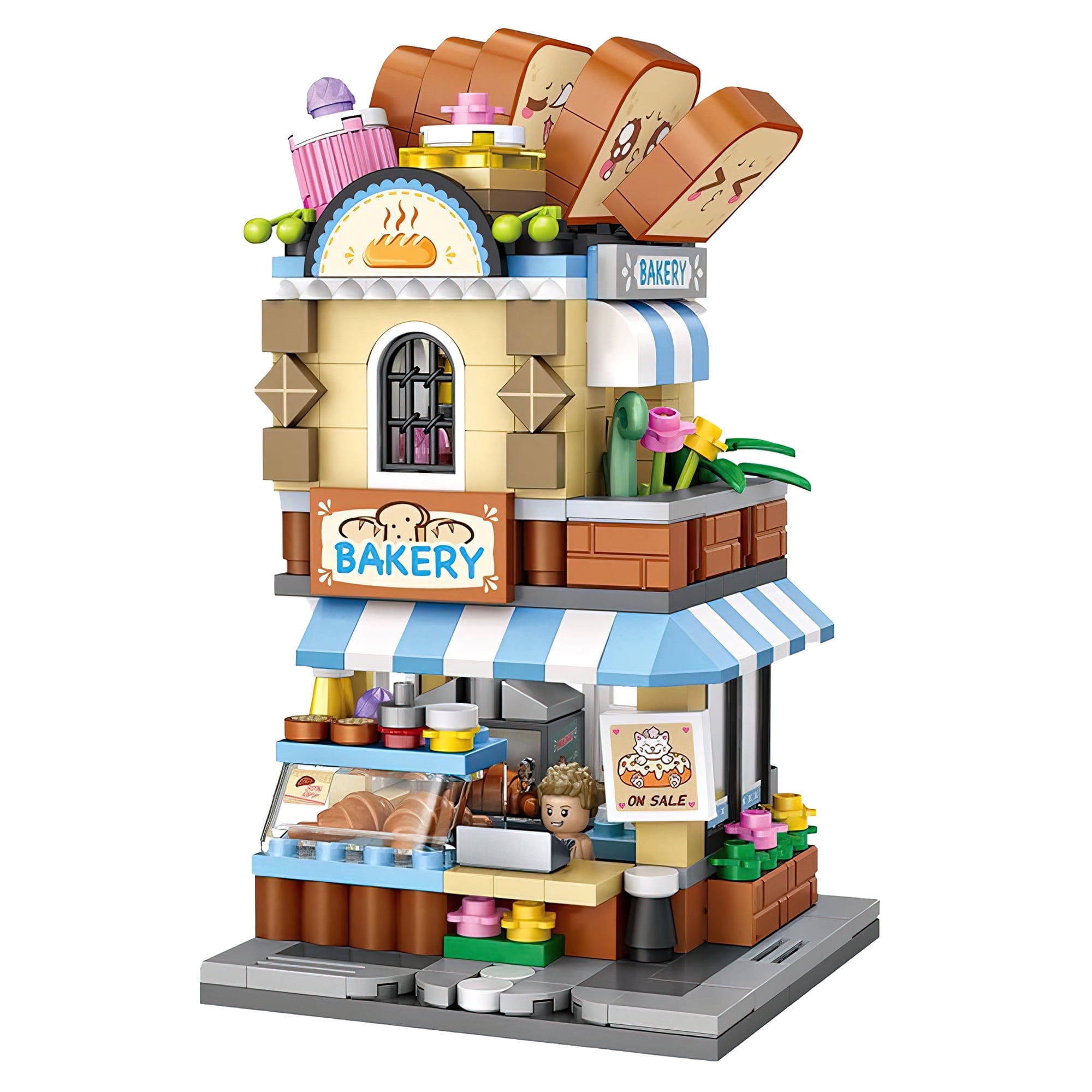 MACTANO House Mini Building Block Set Bakery Shop City Street View Kit ...