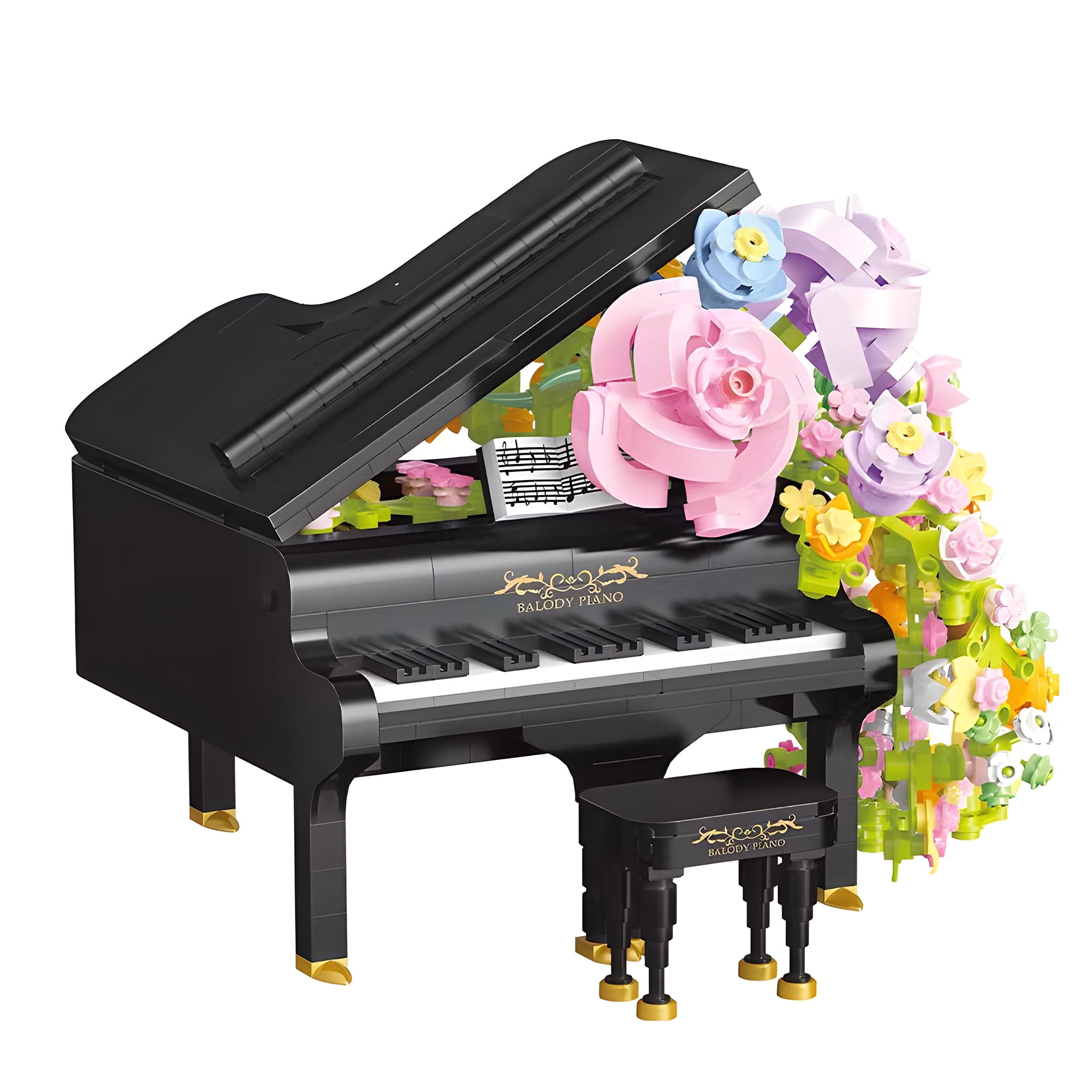 MACTANO Piano Building Block Set Piano Flower Building Brick Plastic ...