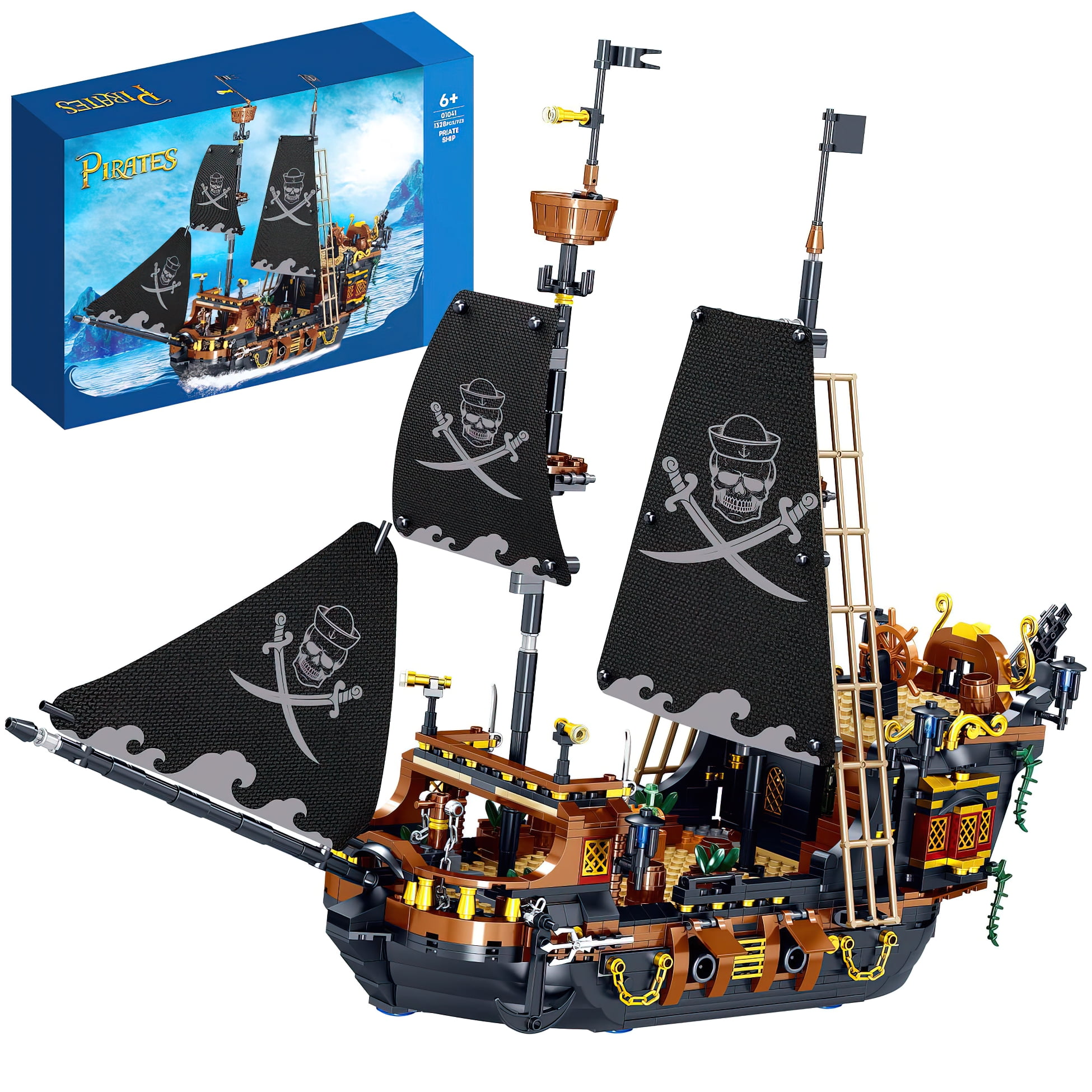 MACTANO Pirate Ship Building Block Set Mini Building Block Kit Toy for ...