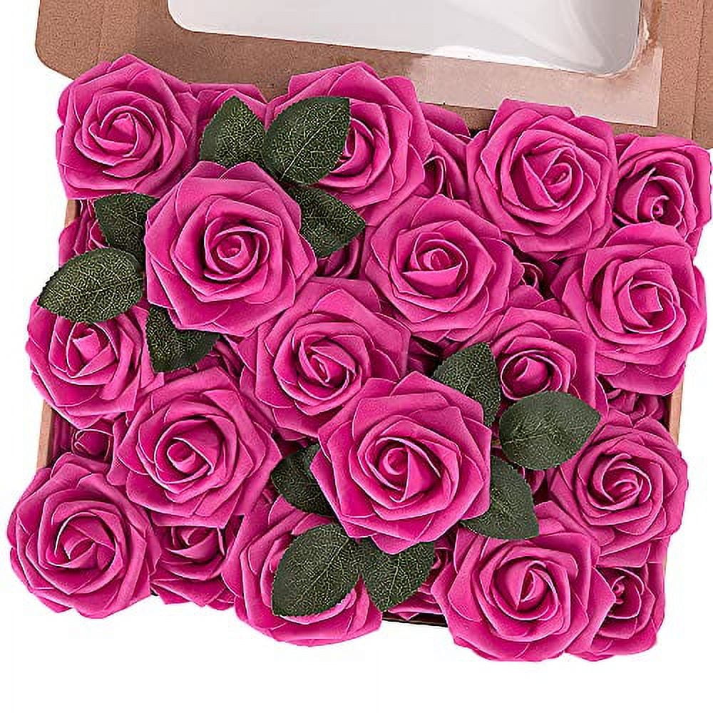 MACTING Artificial Flower Roses, 30pcs Real Touch Fake Foam Roses for ...