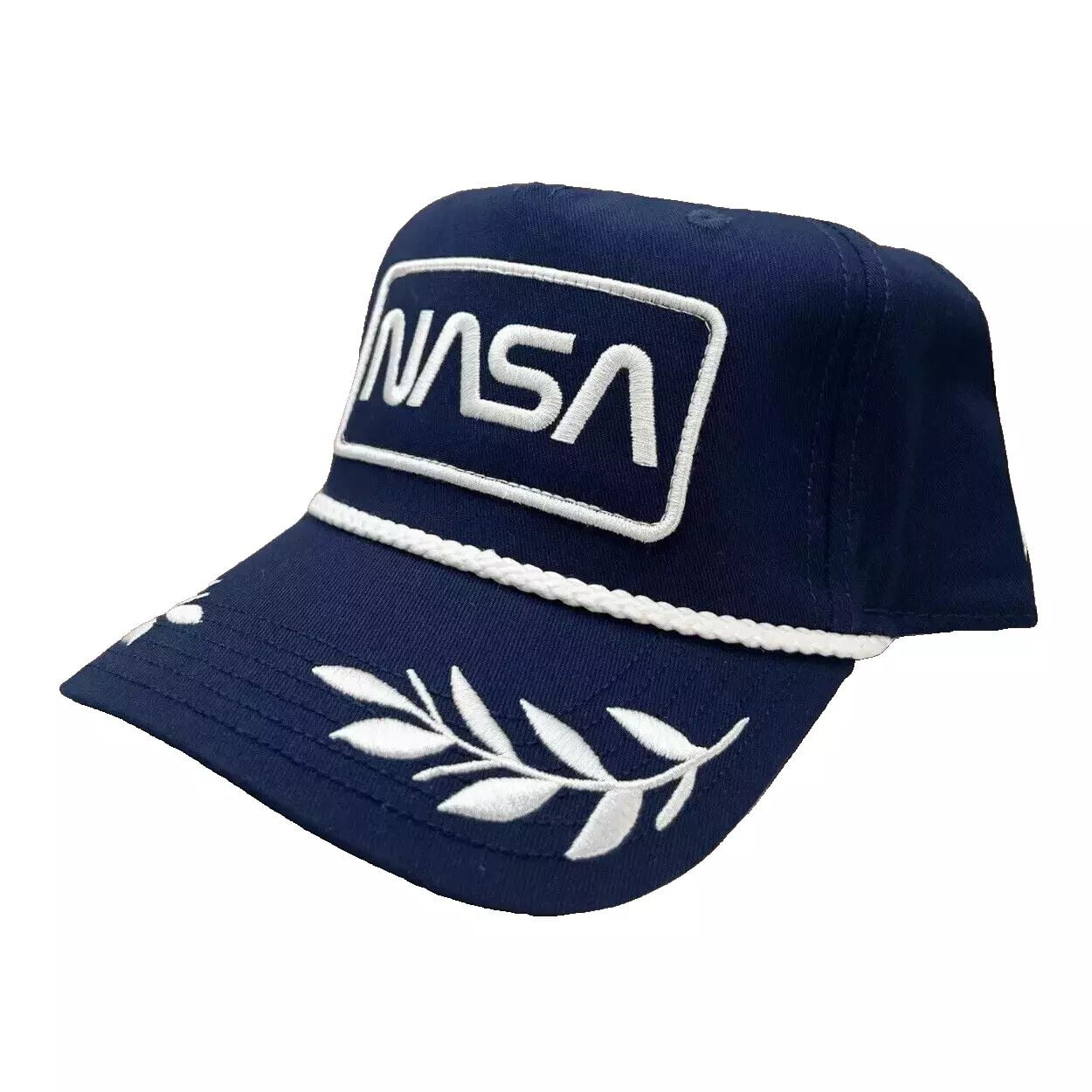 MAD ENGINE NASA Hat Cap Adjustable Navy Blue Embroidered Leaves Greek ...