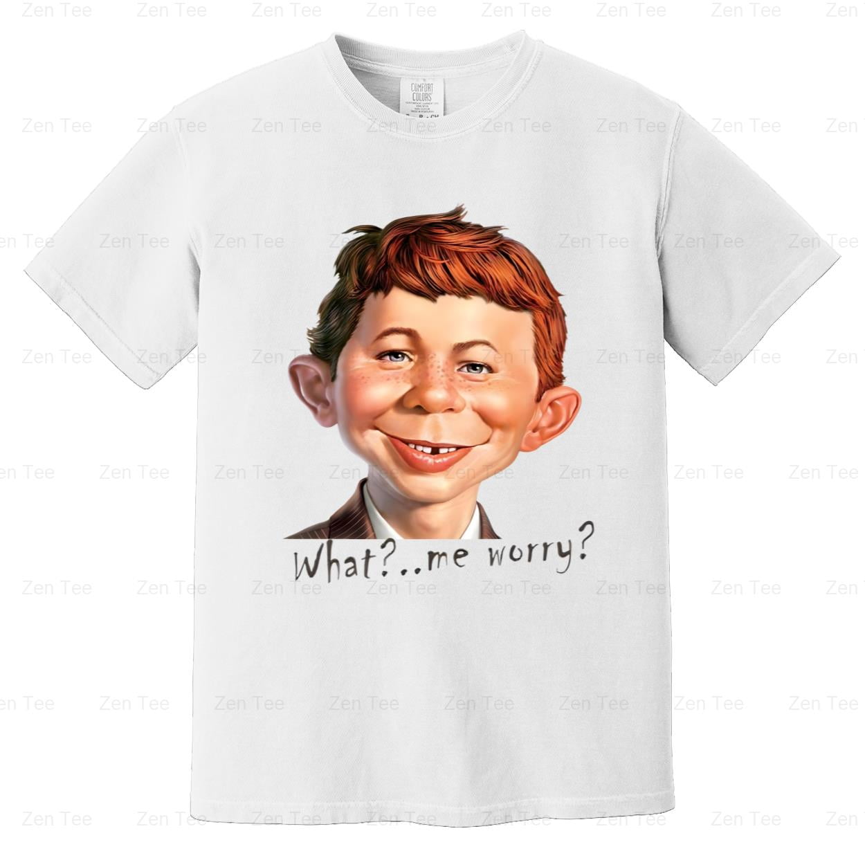 MAD Magazine Alfred E Neuman What Me Worry, Funny, Classic, Mascot Comfort Color T-Shirt Unisex ...