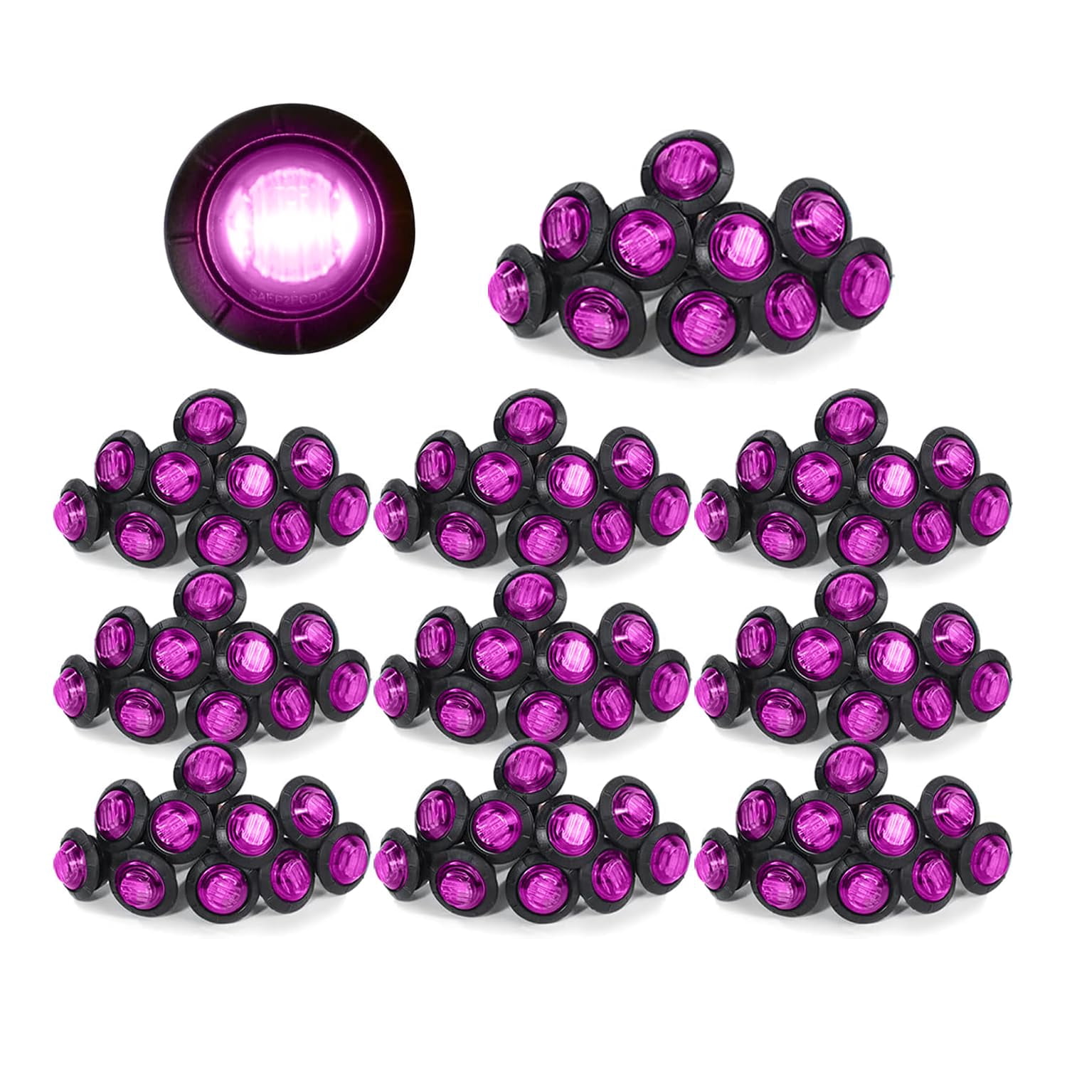 MADCATZ 100 Pcs AJH3 3/4 Inch Round Purple Light 3 LED 2835 Mini ...