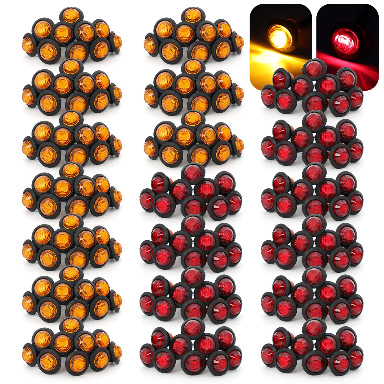 MADCATZ Big Sets 3/4 SSF20 Inch Side Marker Lights Round Mix Amber/Red ...