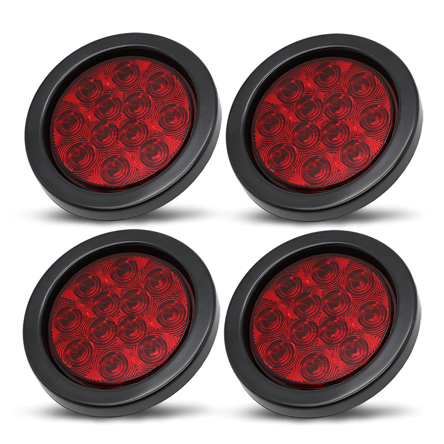 MADCATZ (Pack of 4) 4 Inch Red H2FSDRound LED Tail Light 12 Diodes ...
