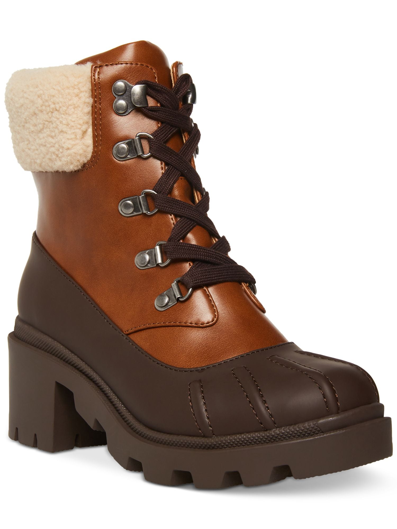 MADDEN GIRL Womens Brown Lug Sole Bubbles Round Toe Block Heel Lace-Up ...