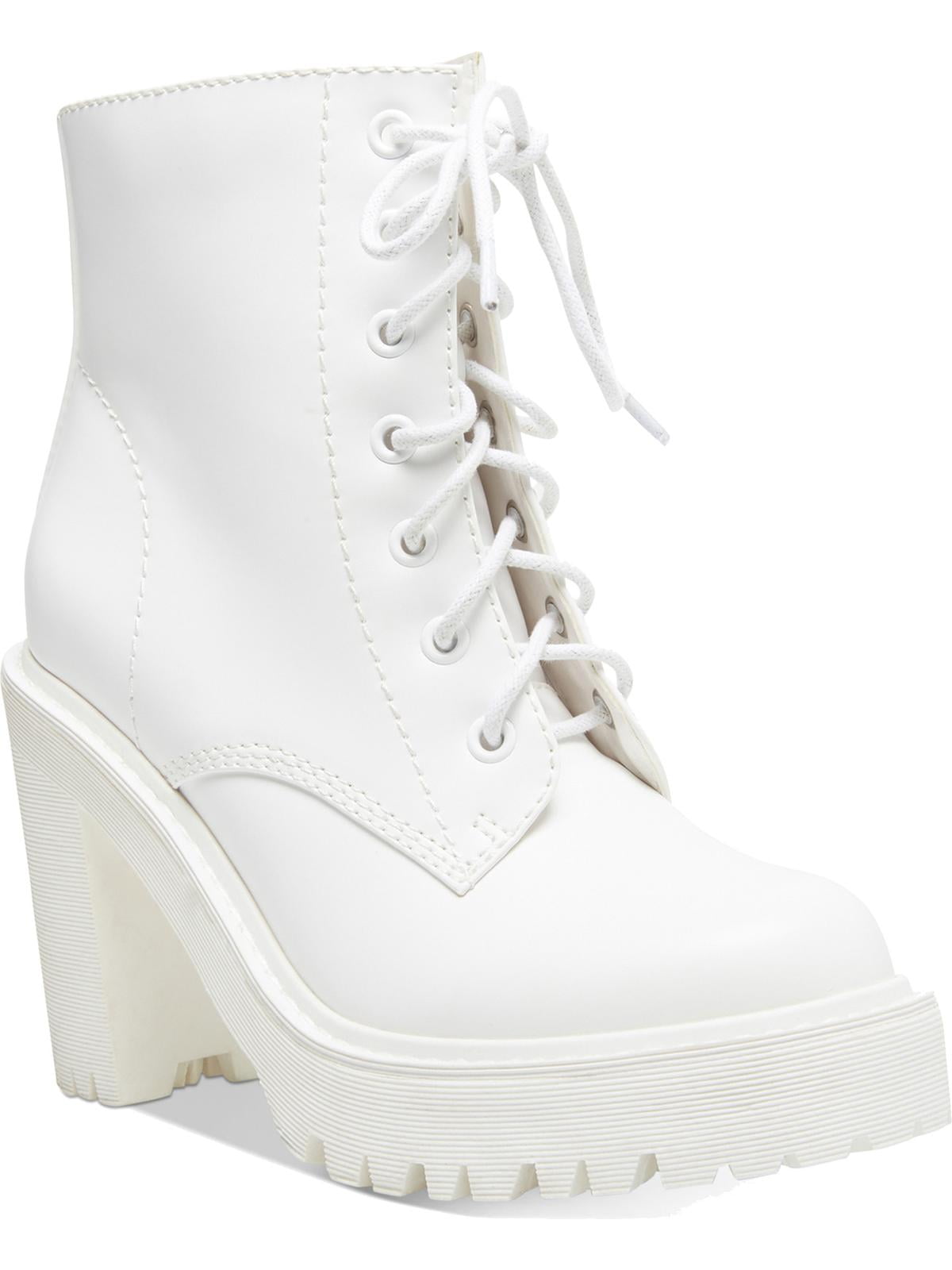MADDEN GIRL Womens White 1" Platform Padded Lug Sole Eyelet Archiee ...