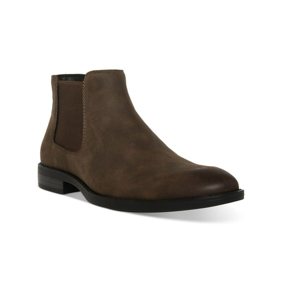 Madden Mens Brown Cushioned Goring Chelsea Boot, Round Toe, Block Heel ...