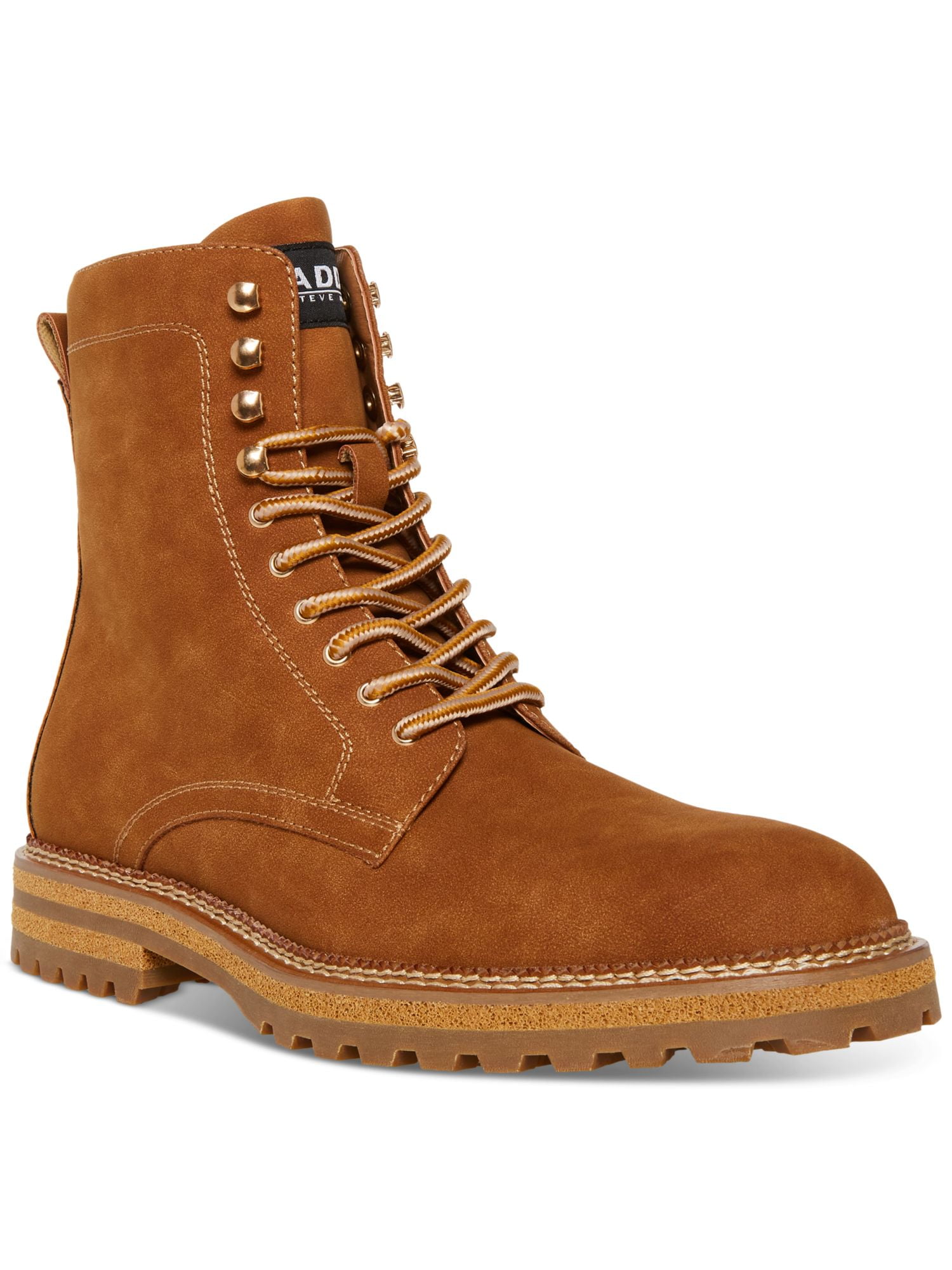 MADDEN Mens Brown Lace-Up Front Heel Pull-Tab Padded M-eminor Round Toe ...