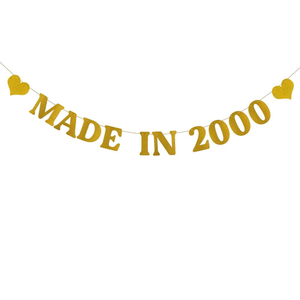 MADE IN 2000TRDN Banner, Pre-Strung,Funny Gold Glitter Paper Party ...
