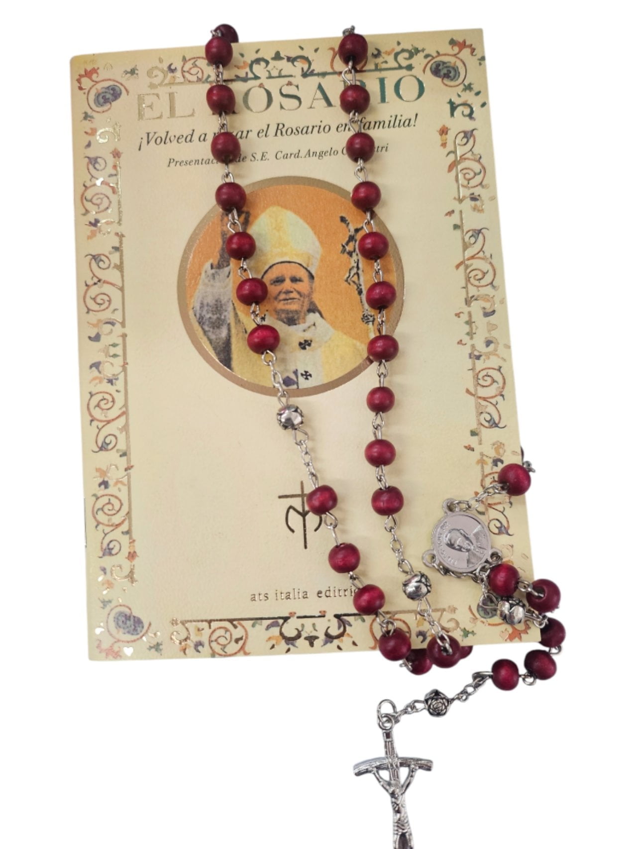 MADE IN ITALY SAINT ST. FRANCIS OF ASSISI wood POPE ROSARY Religious ...