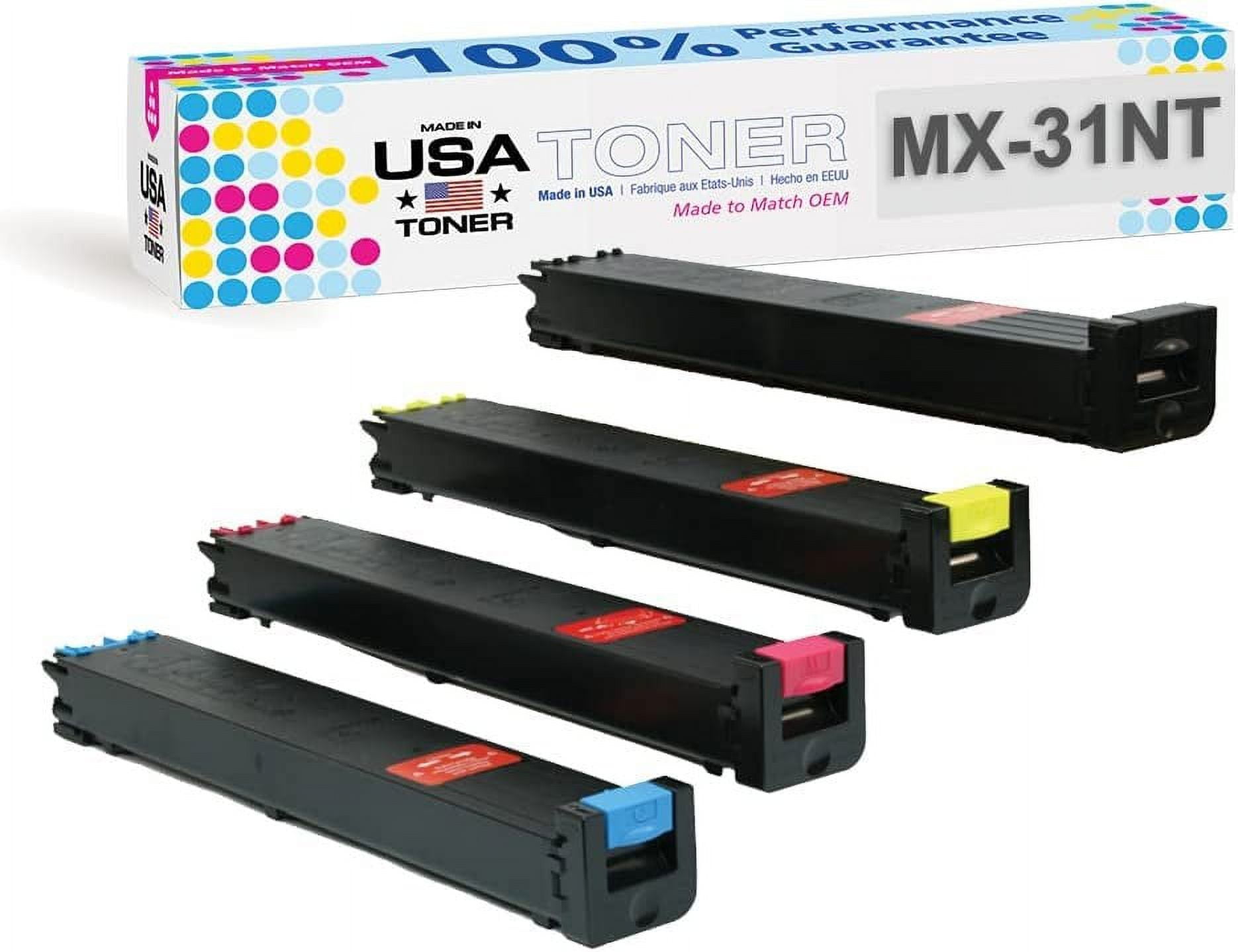 MADE IN USA TONER Compatible Replacement for Sharp MX31NT, MX-2600N, MX-3100N CMYK,4 Pack ...
