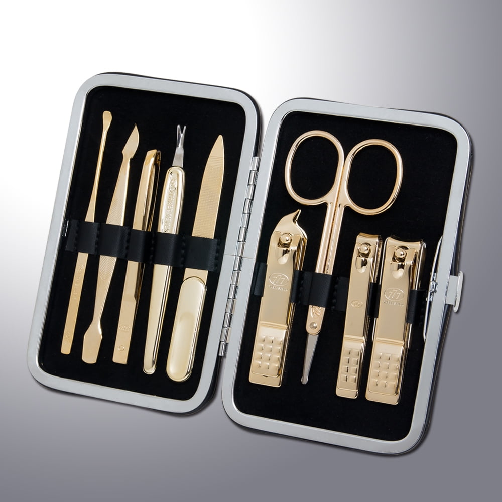 777 THREE SEVEN Lifetime Warranty Korean Nail Clipper Set, 9 PCs, Gold ...