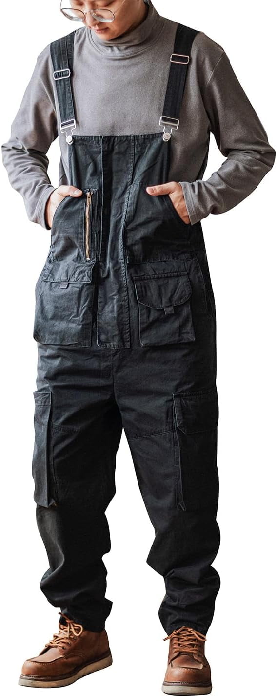 MADEPANTS Bib Overalls with Oversized Pockets Men's Dungarees for Work ...